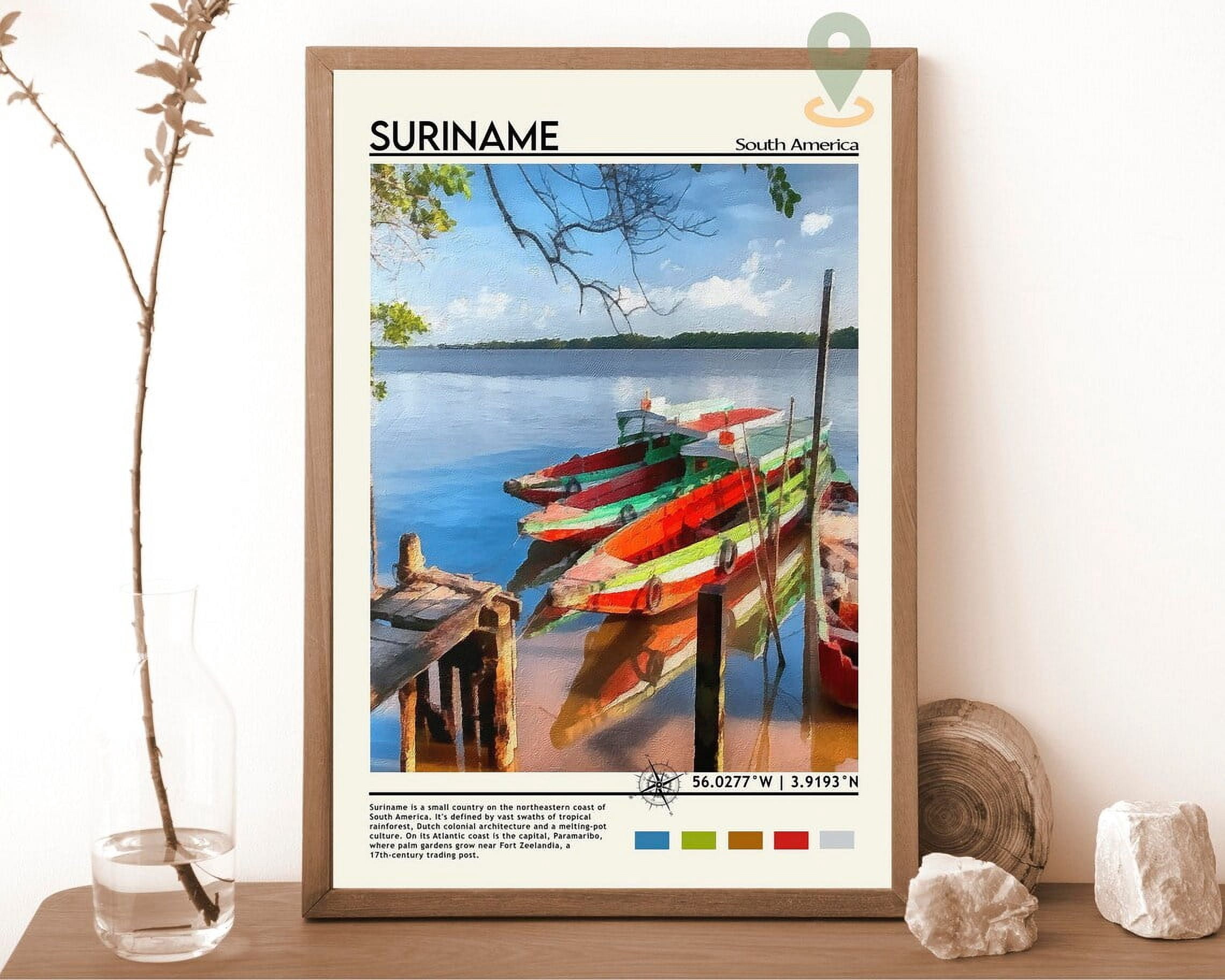 Suriname Print, Vintage Poster, Suriname Art, Suriname Poster, Suriname ...