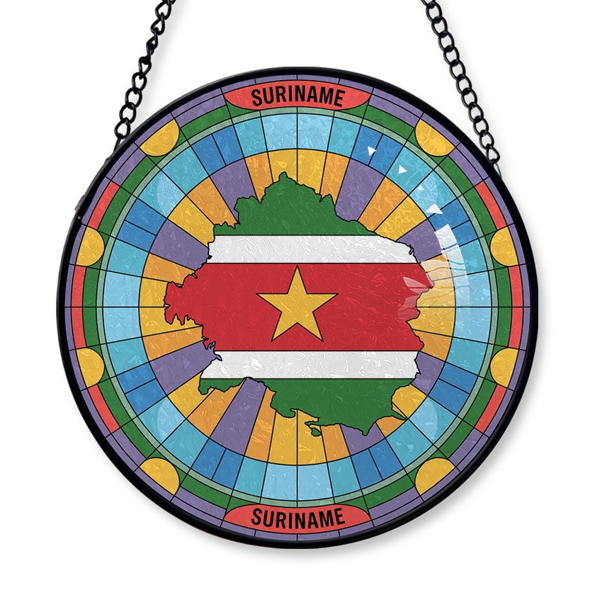 Suriname Travel Decor Suncatcher Stained Glass Window Hanging, Gift for ...