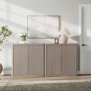 BELLEZE 65 Inch Fluted Buffet Cabinet with Storage, Symmetrical Arc ...