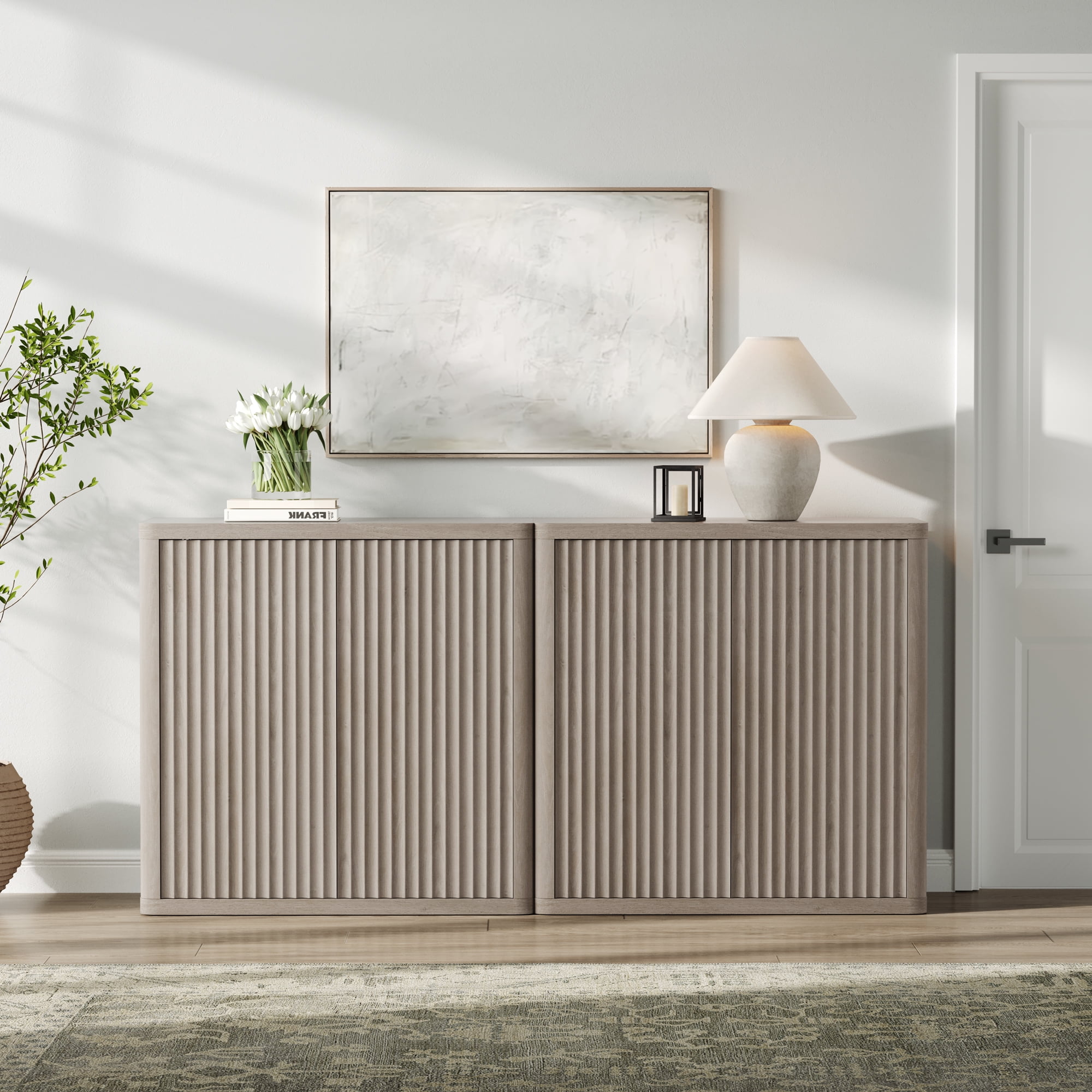 Surmoby 34.6"W Sideboard Buffet Set of 2 with Storage Console Cabinet,Modern Storage Cabinet ...