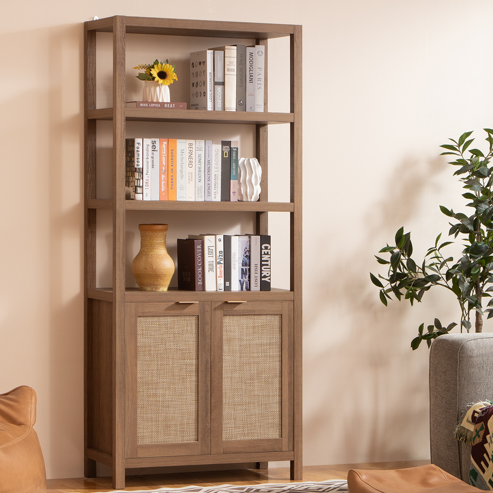 Knubmt 13 Shelves Open Bookcase Bookshelf Book Storage Stand Shelf with ...