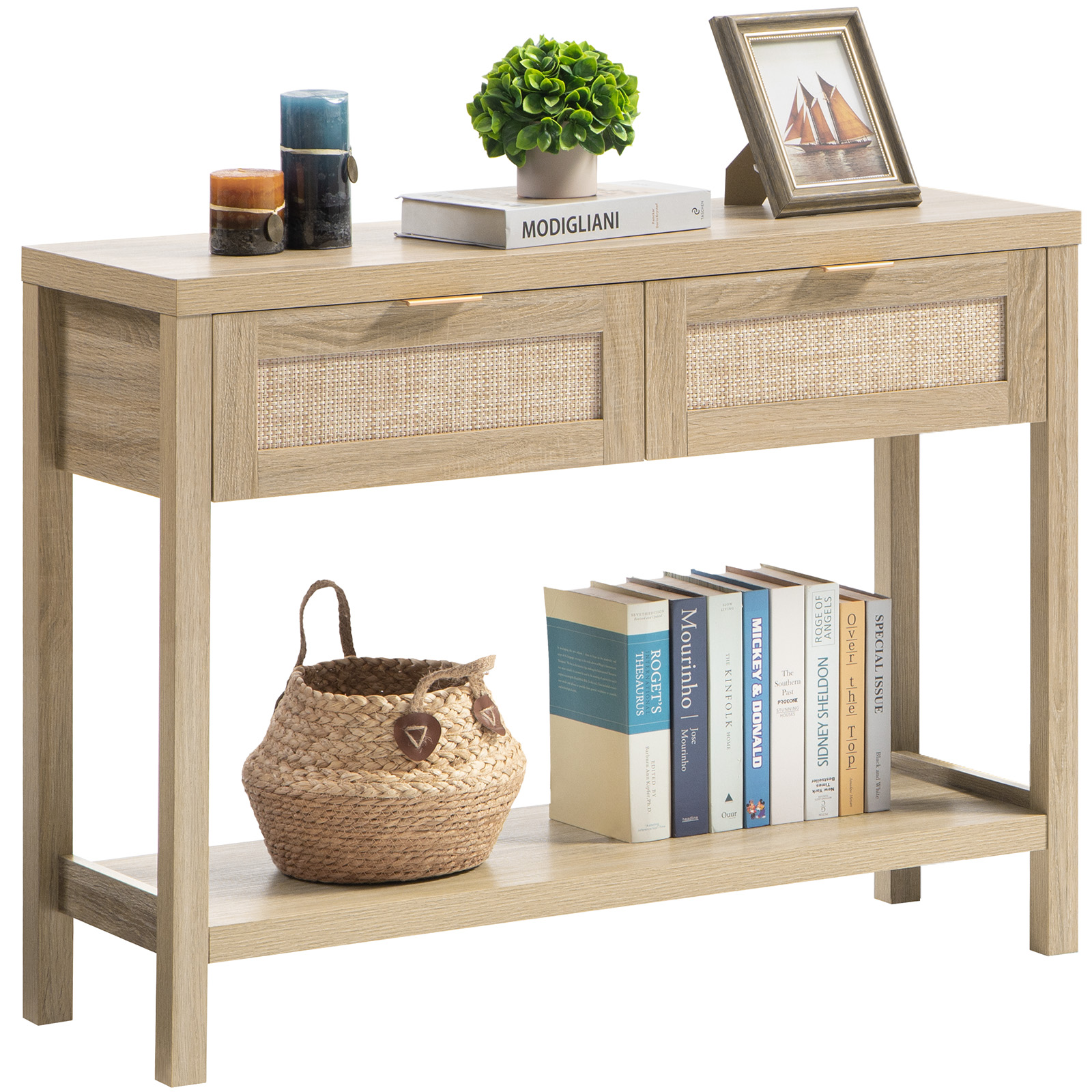 bali & pari Nayana Boho Console Table, 2-Tier, Light honey - Walmart.com