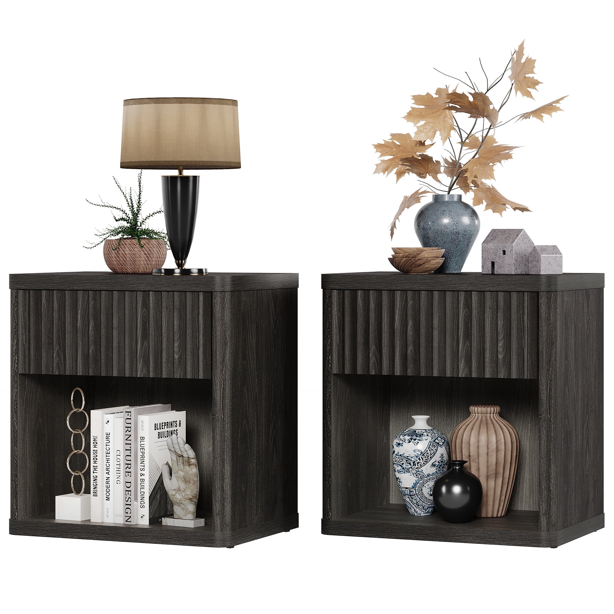 Surmoby Modern Night Stands Set of 2 Large Minimalist Nightstand Tall ...