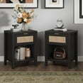 "Surmoby Rattan Nightstands Set of 2, Farmhouse Black Side Tables with ...