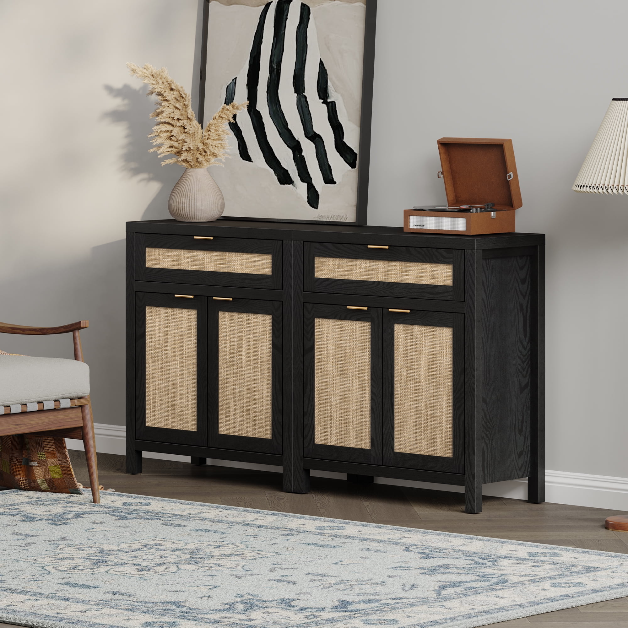 Surmoby Sideboard Buffet Cabinet Set of 2,Boho Storage Cabinets with ...