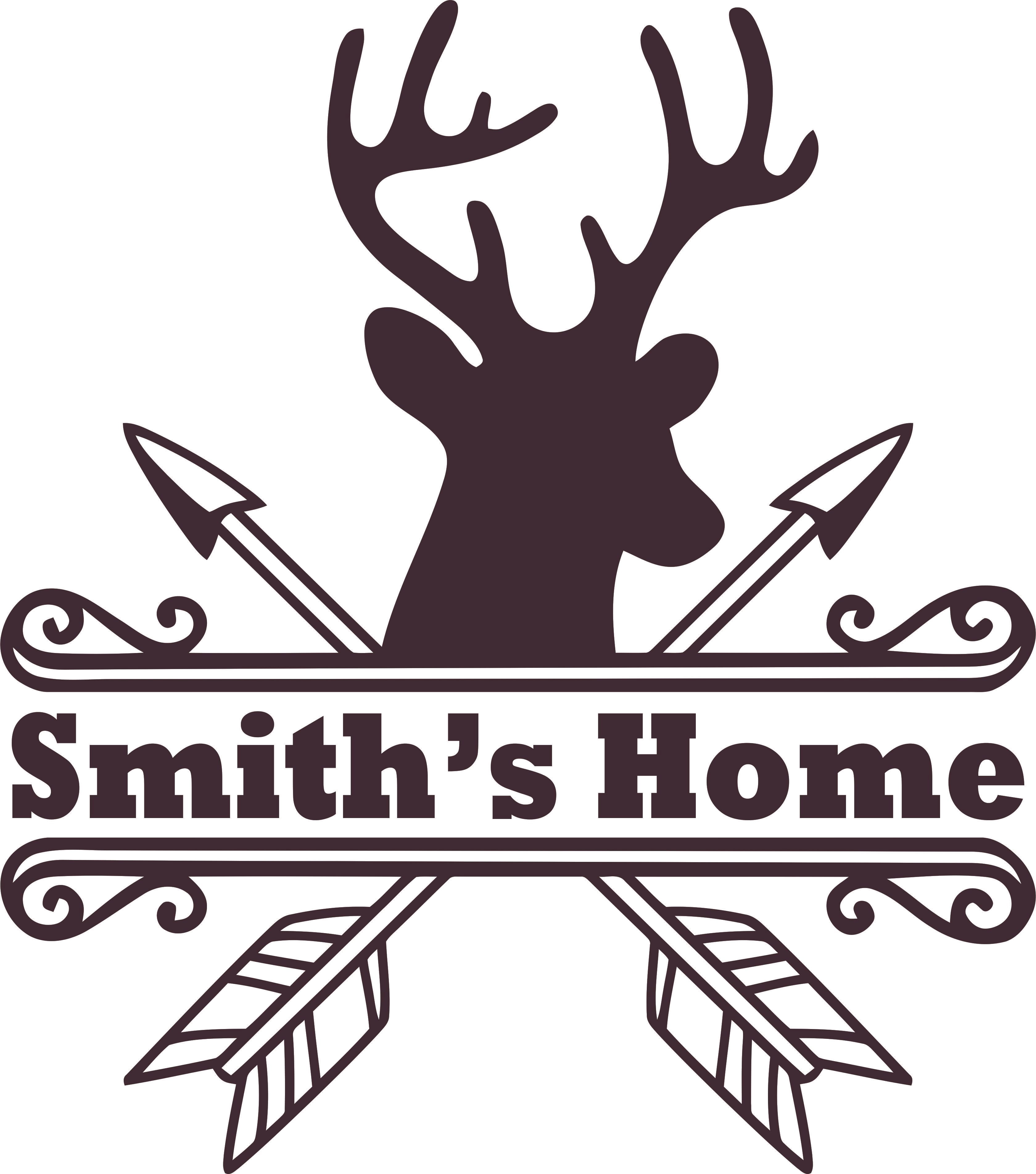Surname Family Name Deer Antler Home Customized Wall Decal - Custom ...