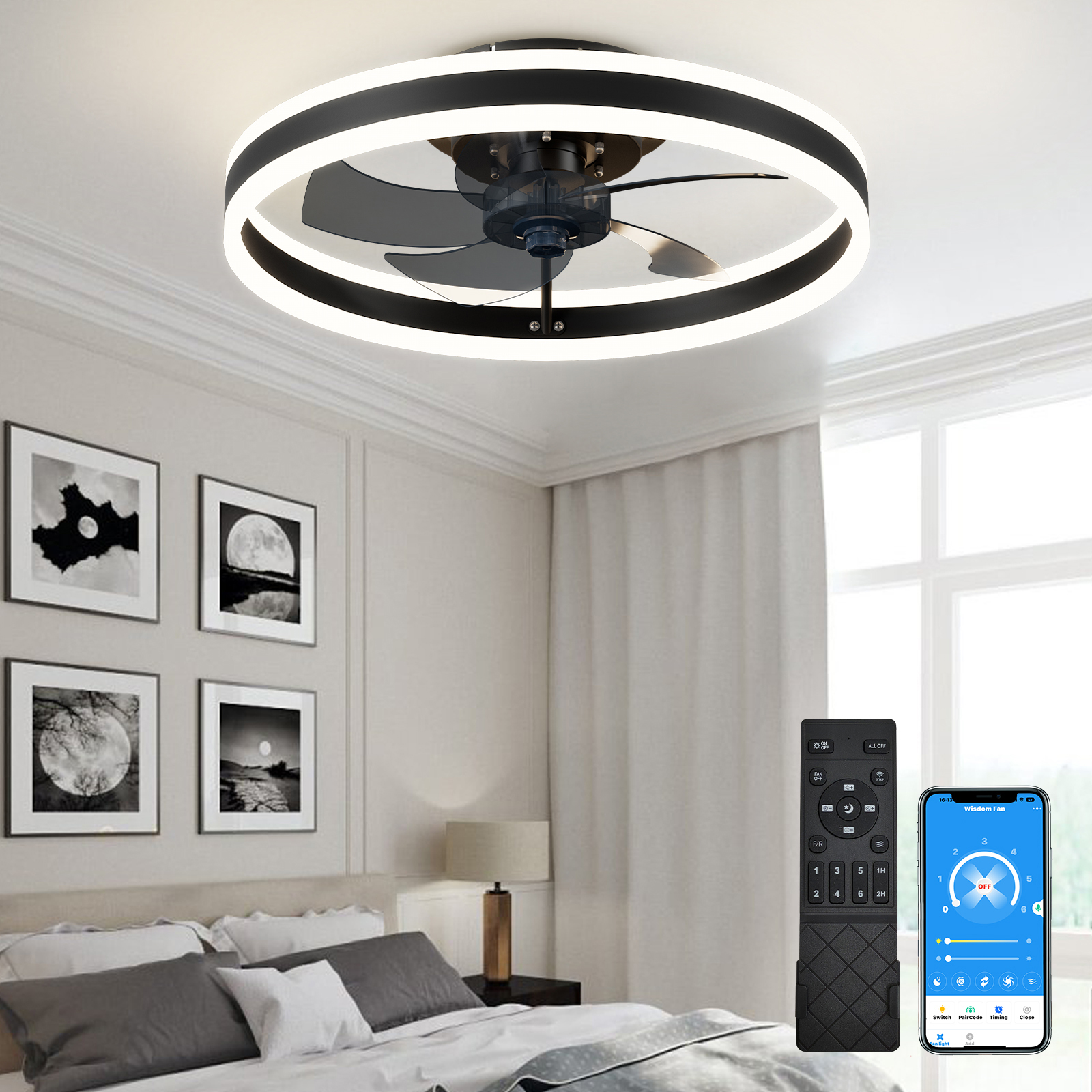 Low Profile Ceiling Fans with Lights, 40" Gold Ceiling Fan with Light ...
