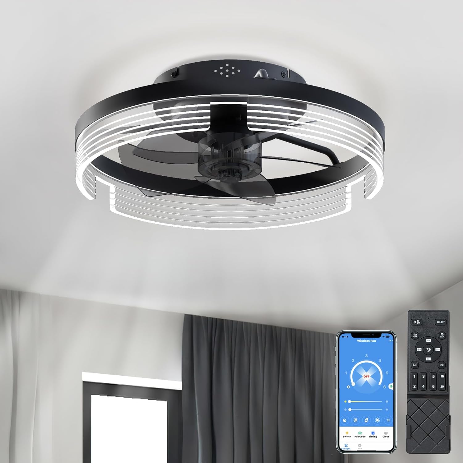 Garwarm Flower Ceiling Fans with Lights and Remote, 24 Inch Modern Low ...