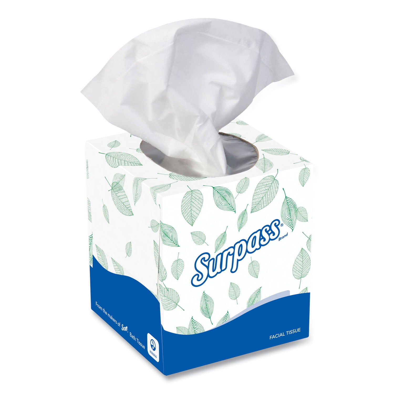 Surpass Facial Tissue, 2-Ply, White, Pop-Up Box, 110/Box, 36 Boxes ...