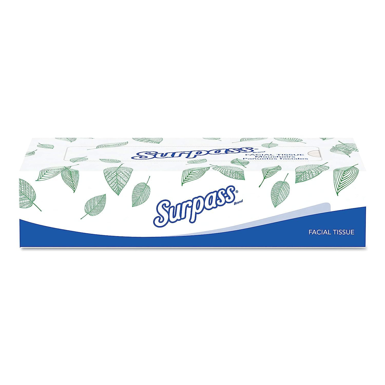 Surpass Facial Tissue Flat Box (21390), 2-Ply, White, Unscented, 125 ...