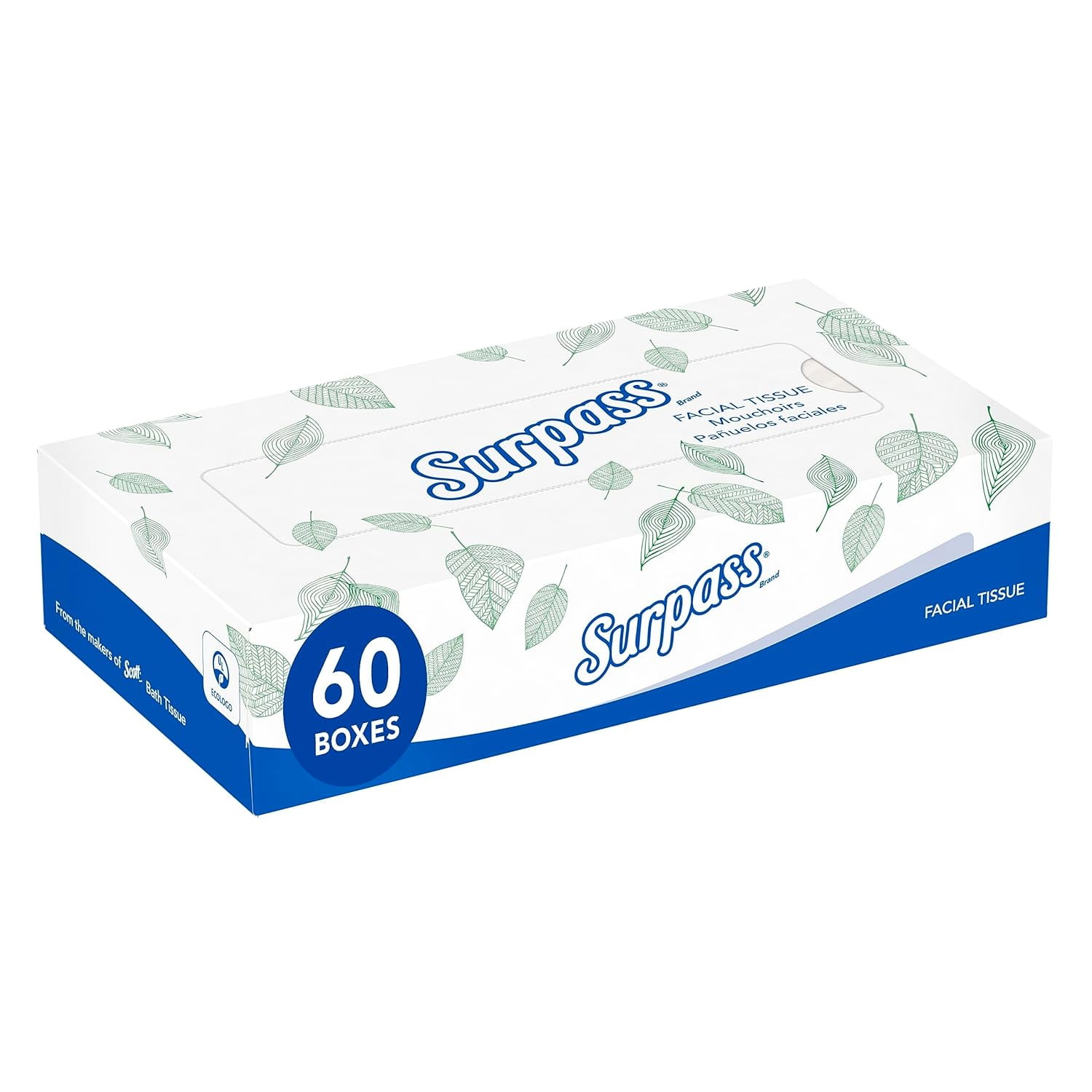 Surpass® Facial Tissues, Bulk (21390), 2-Ply, White, Flat Boxed Format ...