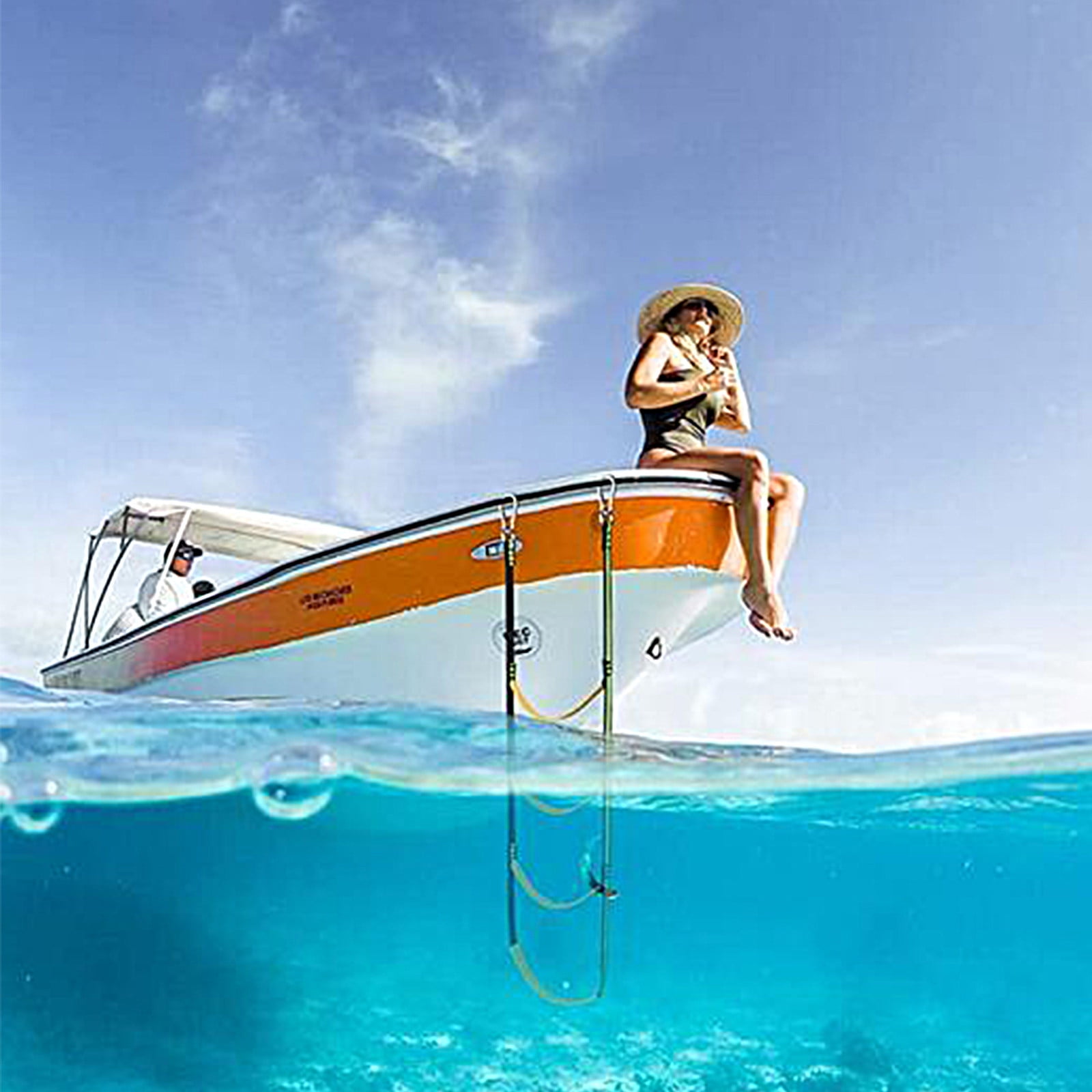 Surpdew 4 Step Boats Rope Ladder,Portable Boarding Ladder,Fishing Rope ...