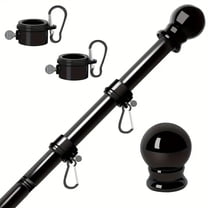 FIASON 1 Pack 5 FT Black Stainless Steel Tangle Free Wall-Mounted Flag ...