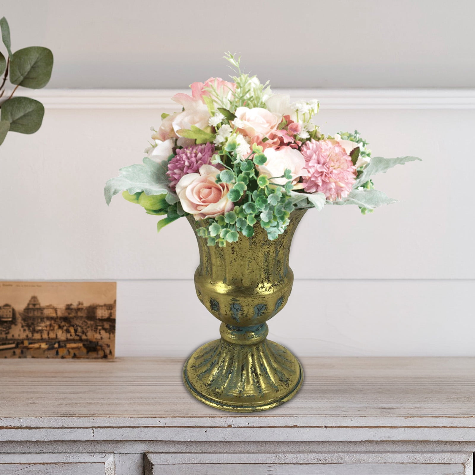 Surpdew Bronze Vases For Centerpieces Wedding - Metal Urn Planter ...