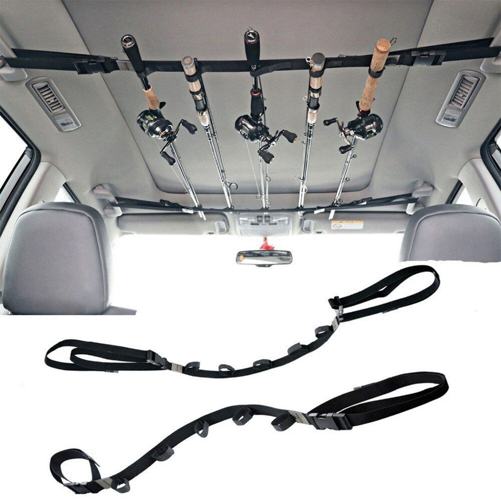 Surpdew Car Fishing Rod Strap Vehicle Fishing Rod Carrier Stand Black ...