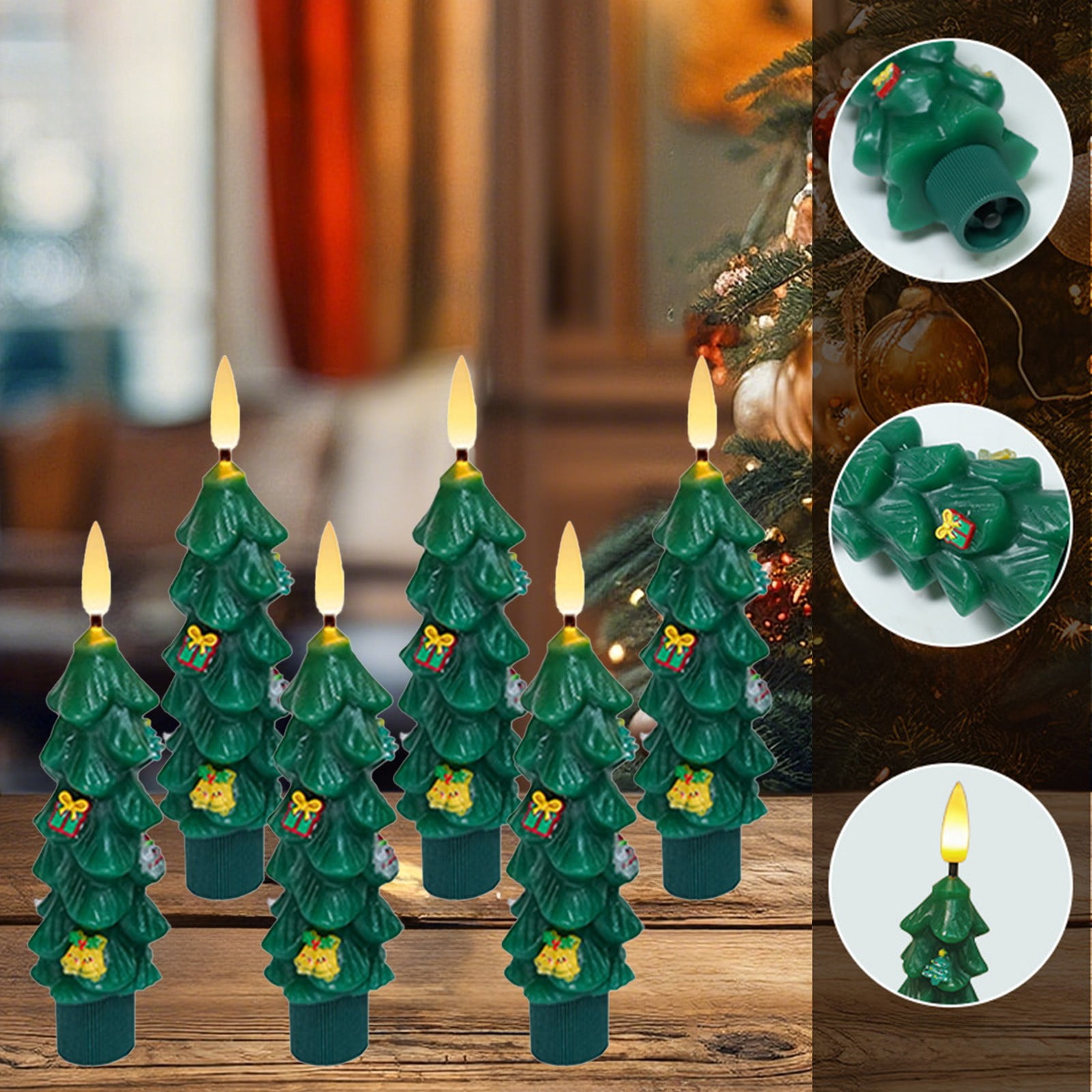 Surpdew Flameless Christmas Tree Candles, Led Christmas Tree Taper ...