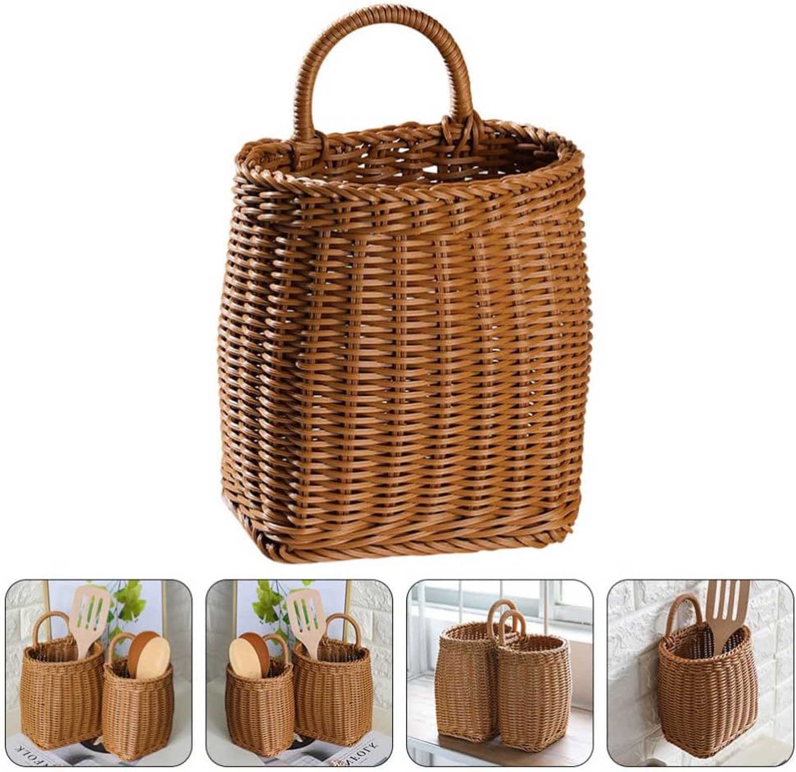 Surpdew Plastic Woven Wall Hanging Storage Basket Home Living Room ...