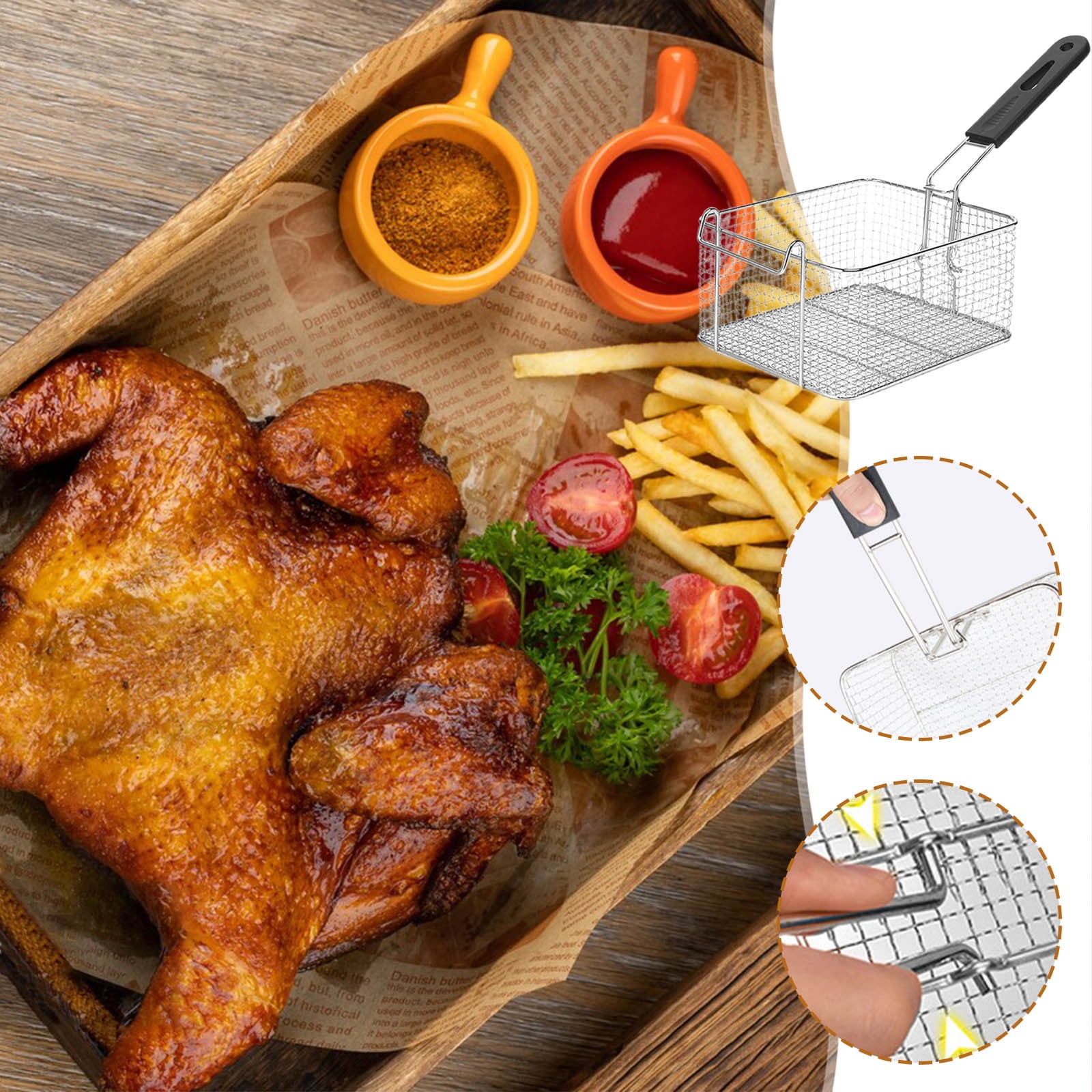 Surpdew Stainless Steel Frying Sieve Basket Barbecue Party Deeps Fryer ...