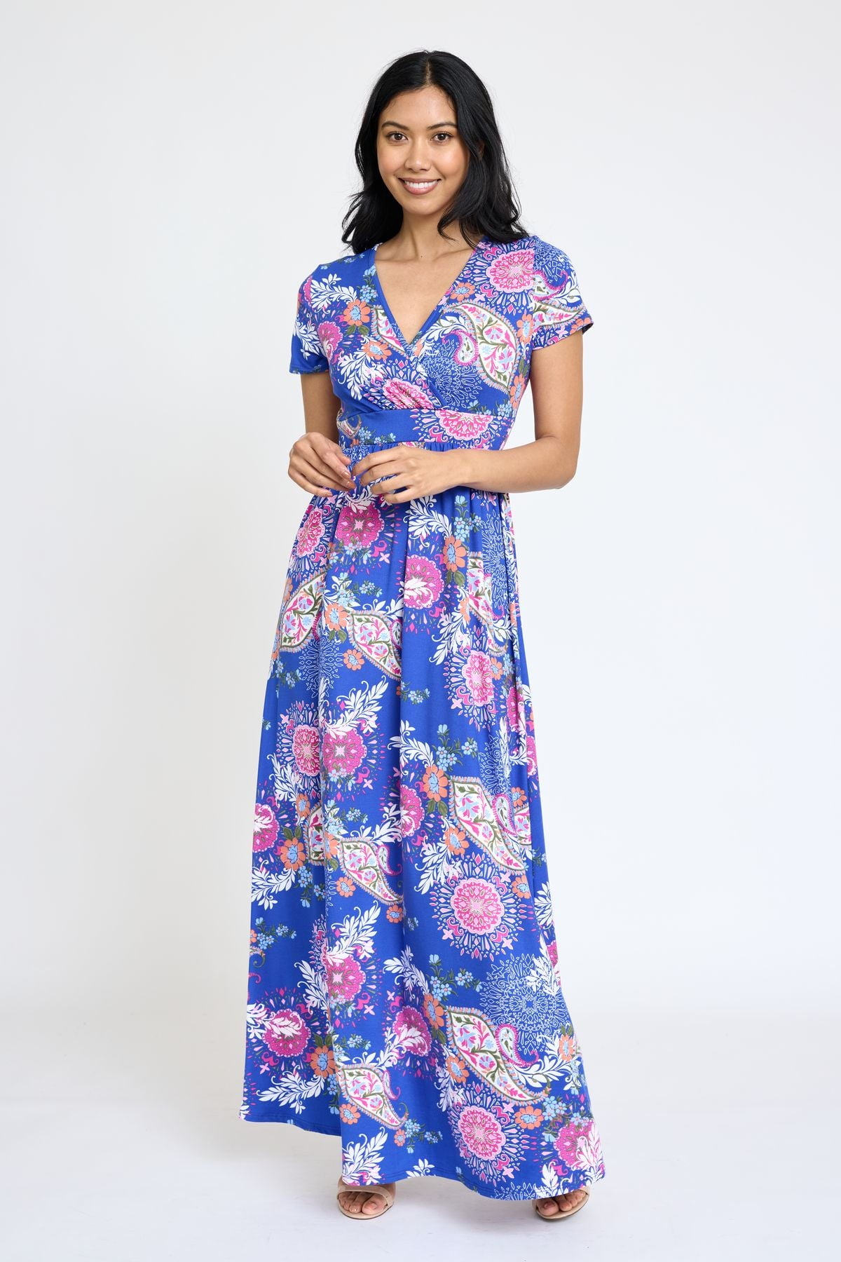 Surplice Banded Waist Maxi Dress | 3 Colors | S-3X - Walmart.com