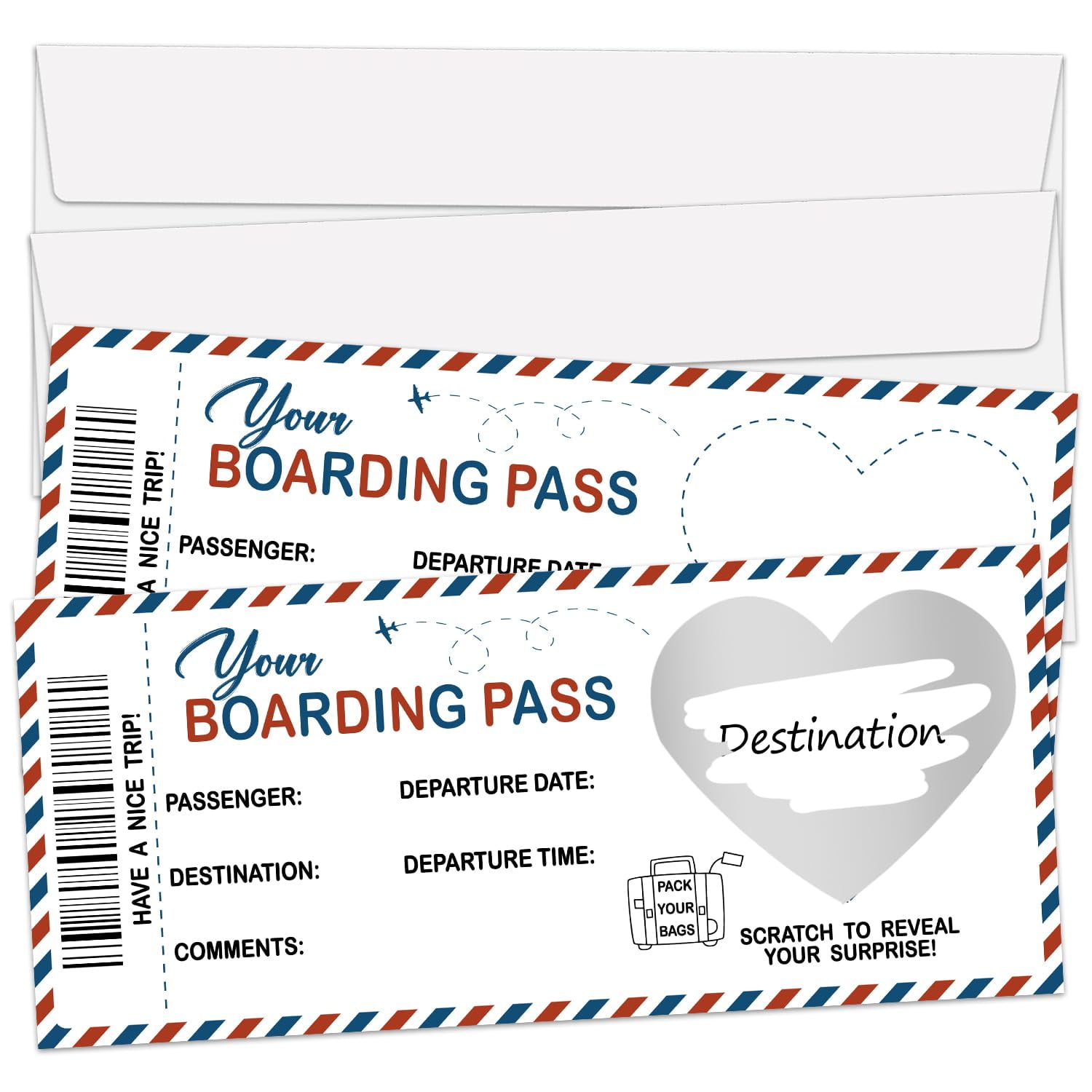 Surprise Boarding Pass Ticket, Red Blue Line Boarding Pass Gift Ticket ...