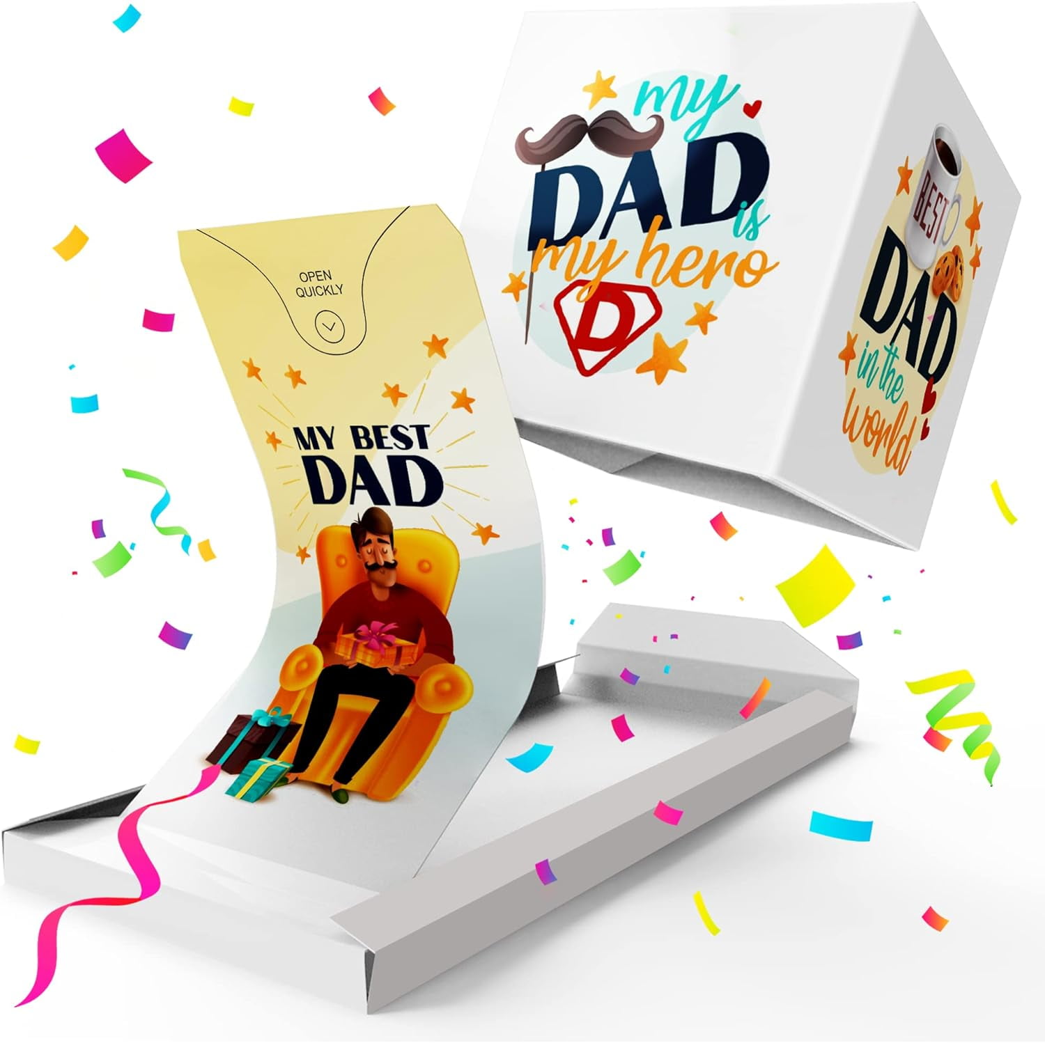 Surprise Card Exploding Confetti, Father's Day Card, Birthday Dad Card ...