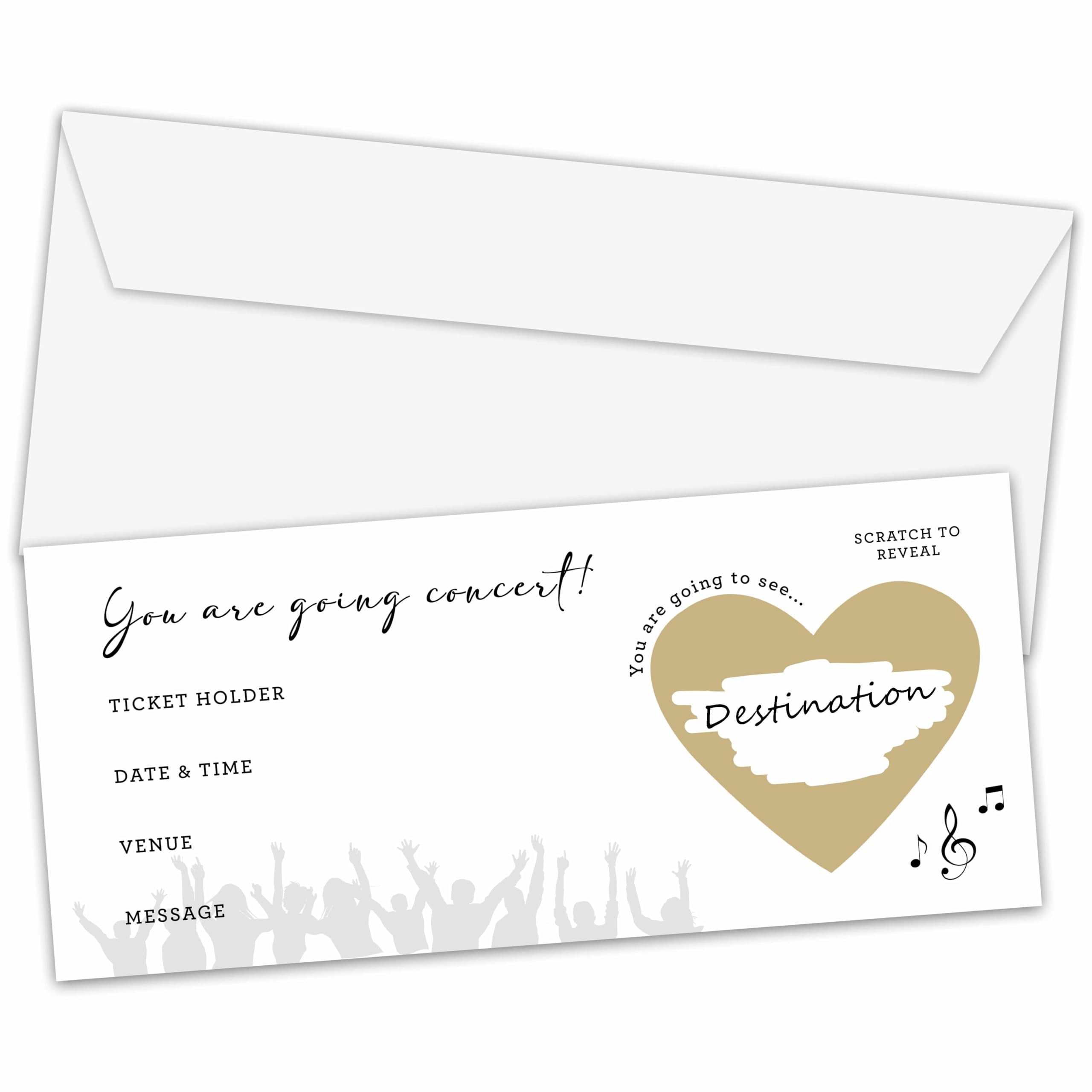 Surprise Concert Ticket Gift, Music Scratch Off Card with Envelope ...