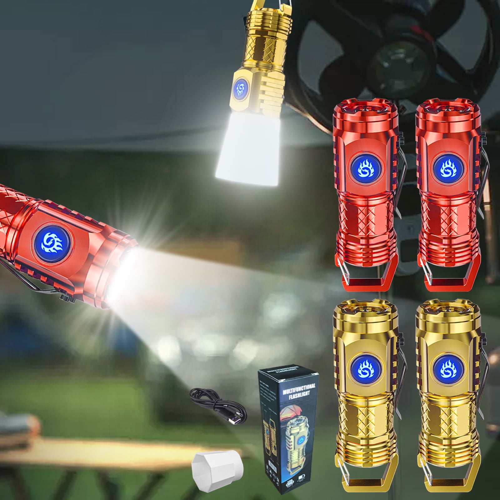 Angeler Rechargeable LED Flashlight, Portable Outdoor Lighting, 3 LED ...