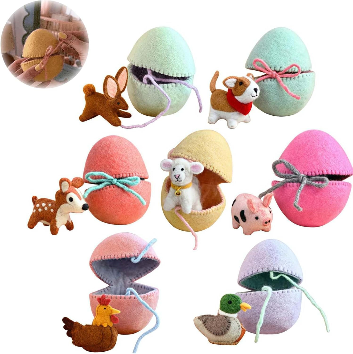 Surprise Easter Egg from Wool Felt, Felt Surprise Egg with Lamb Inside ...