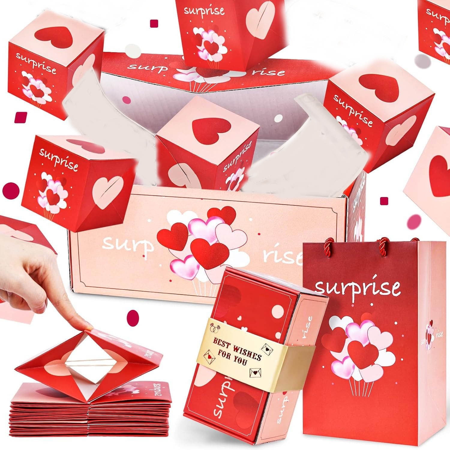 Surprise Gift Box Explosion for Money, Valentine's Day Folding Bouncing ...