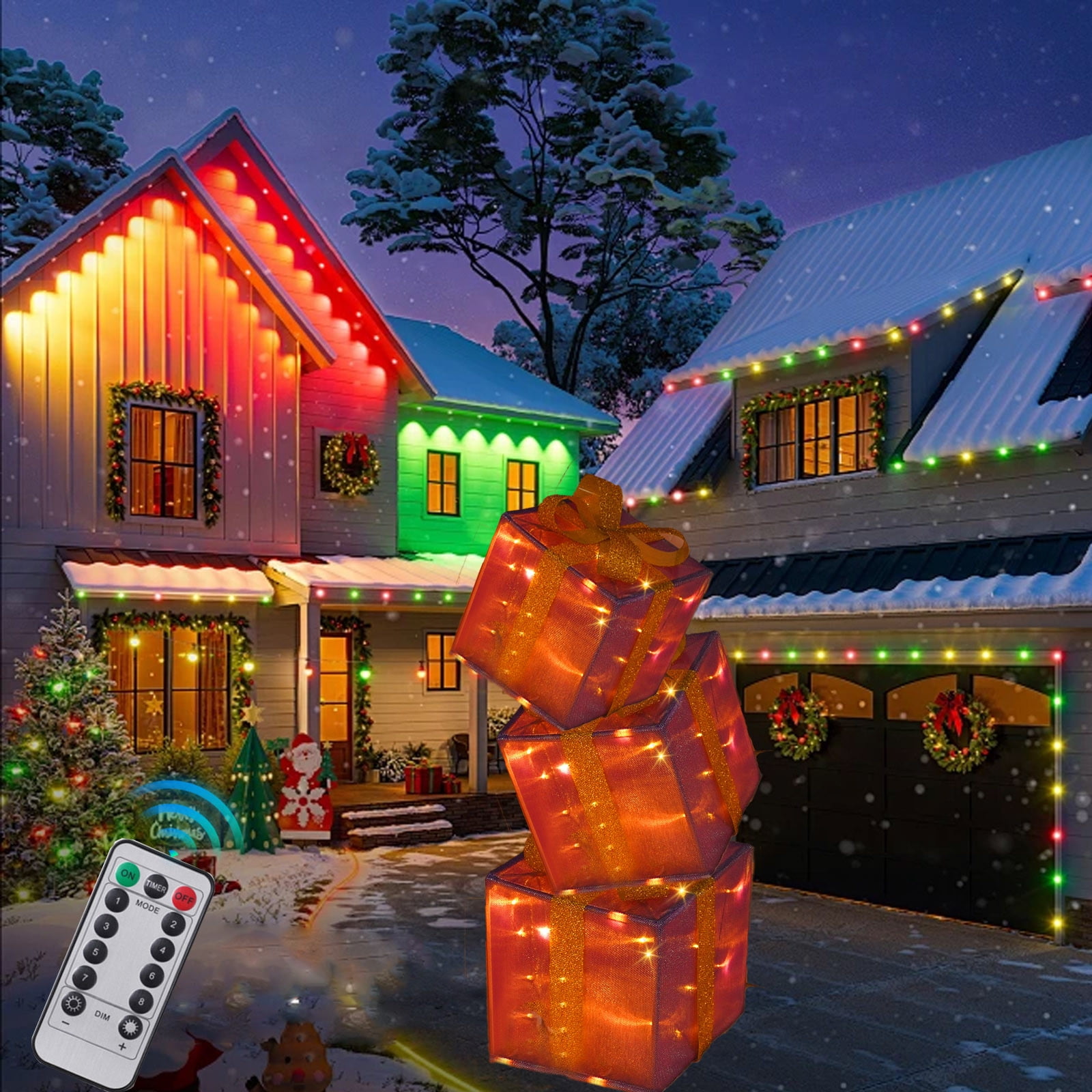 Surprise Gift Box Qwtwty Christmas Light Box Remote Control Set of 3 ...
