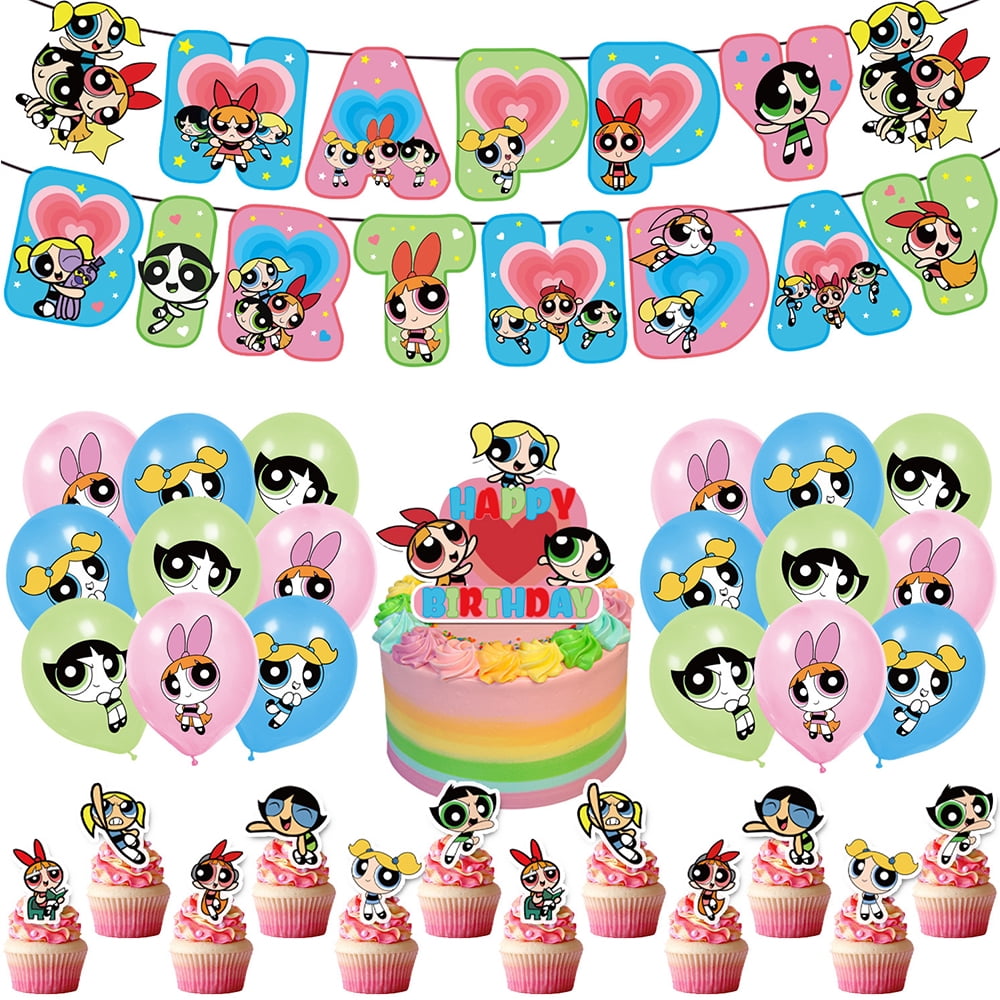 Surprise Theme Party Banner Flag Set The Powerpuff Girls Birthday Party Decorations Buttercup ...