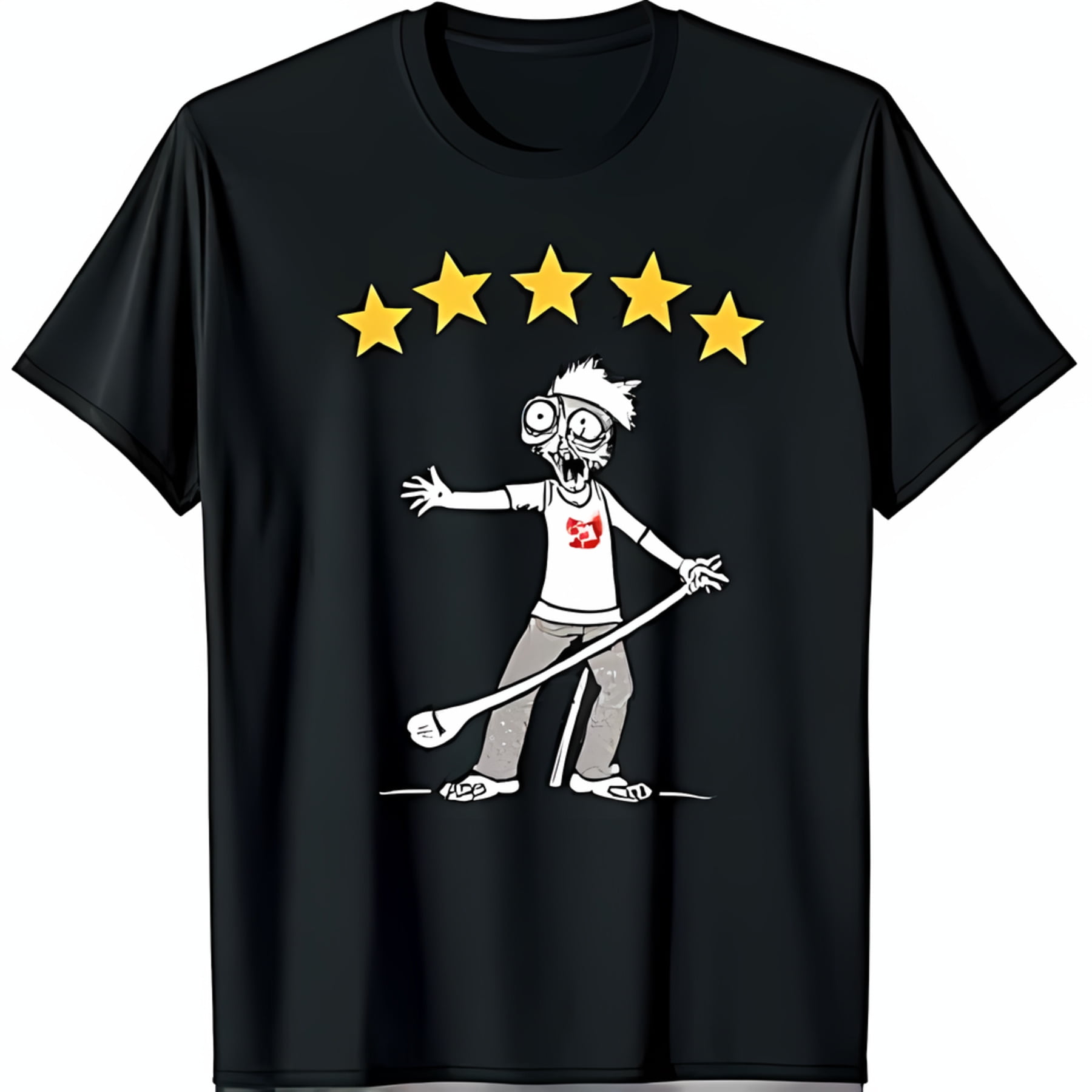 Surprised Cartoon Man with Spiky Hair Black Graphic T-Shirt - Walmart.com
