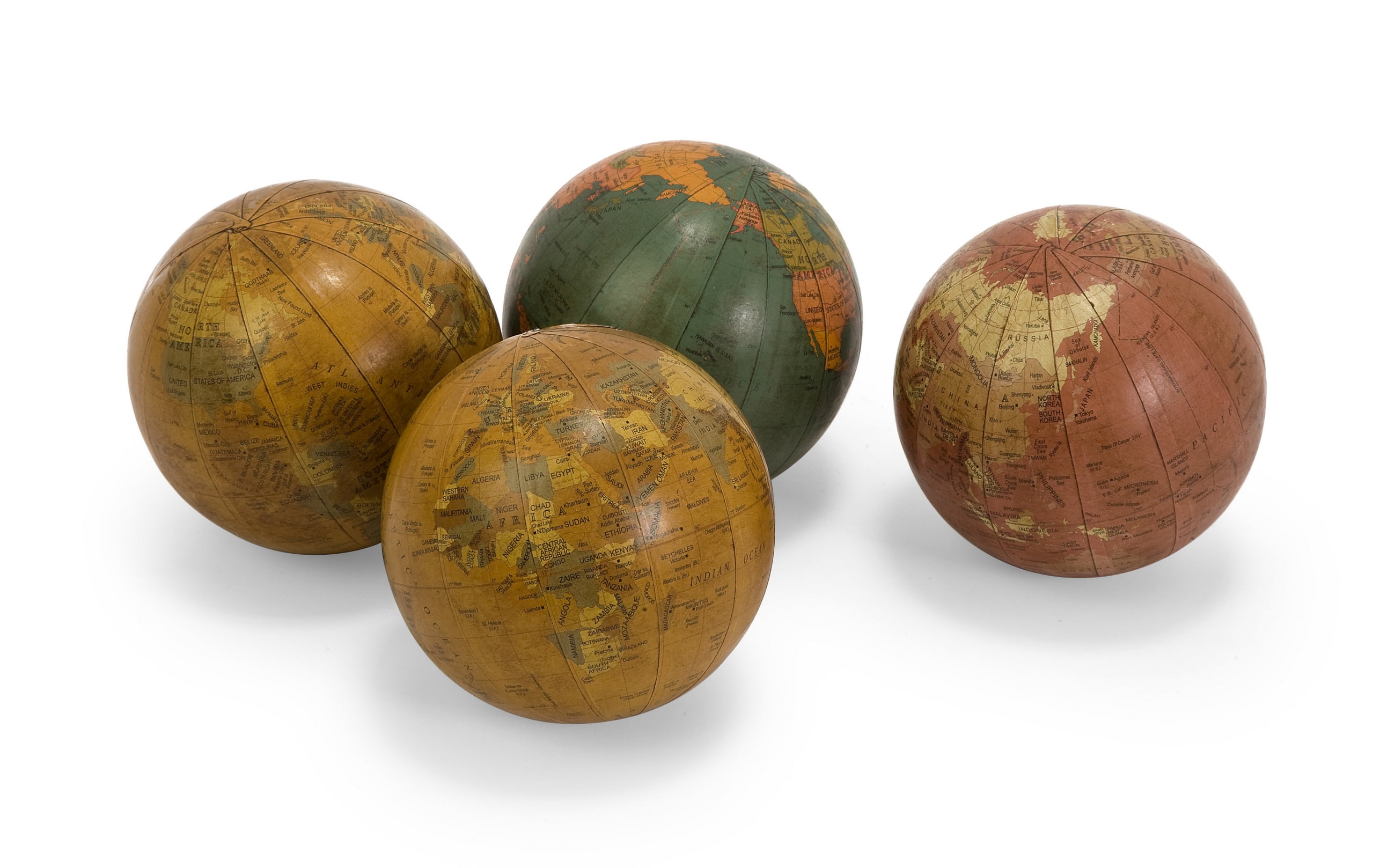 Surprising Set of 4 Antique Finish Globe 4" Spheres - Walmart.com