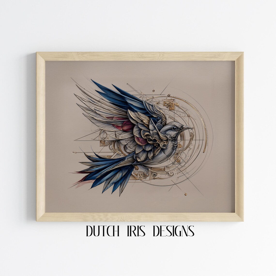 Surreal Bird Art, Mystical Bird In Ancient Geometry, Abstract Nature ...