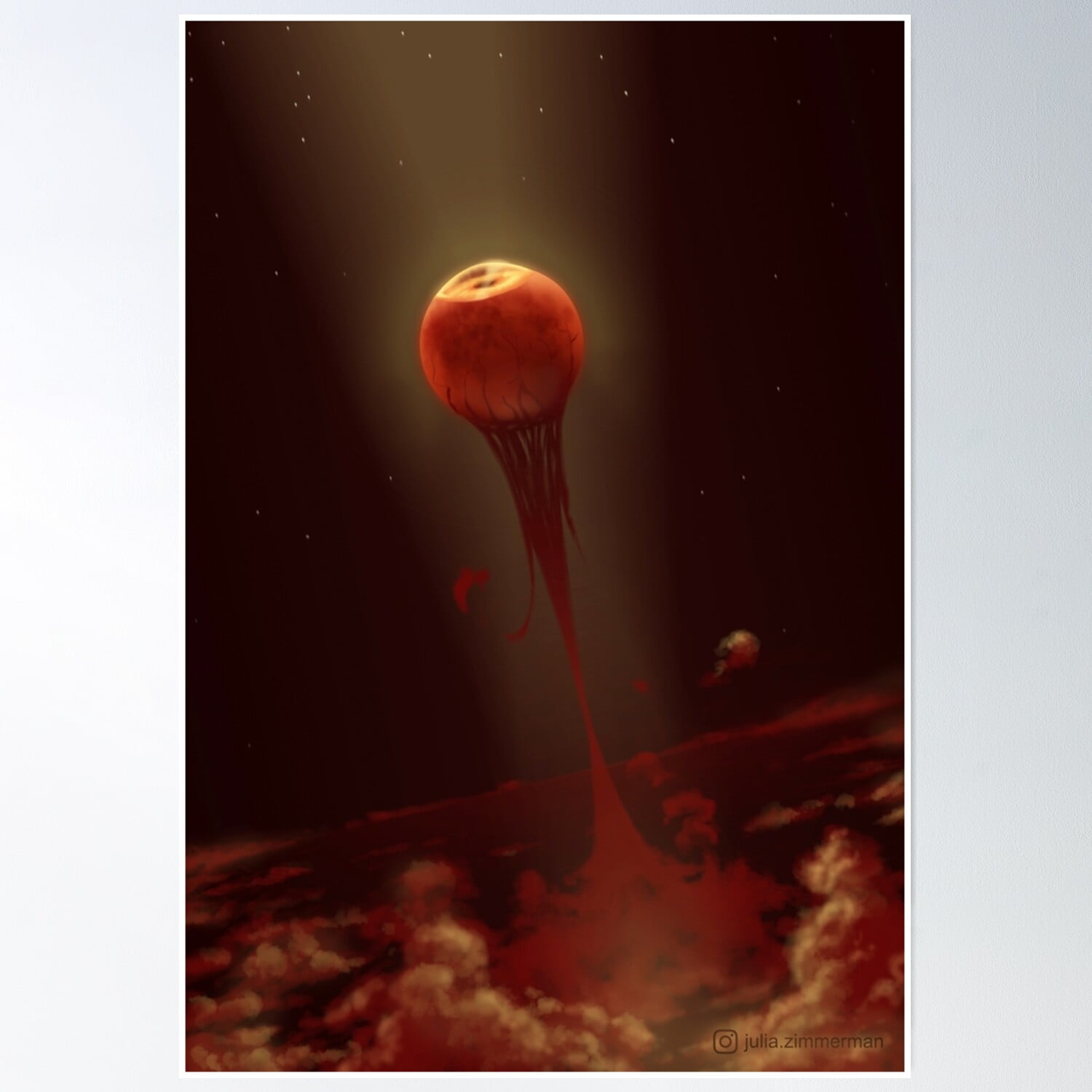 Surreal Blood Moon Eclipse Poster Wall Art, Modern Wall Decor, 24x36 ...