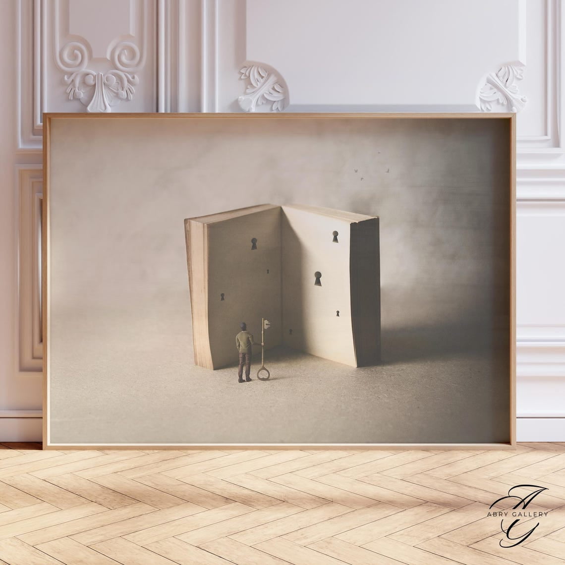 Surreal Book And Key Art Poster: Conceptual Modern Wall Decor, Unframed ...