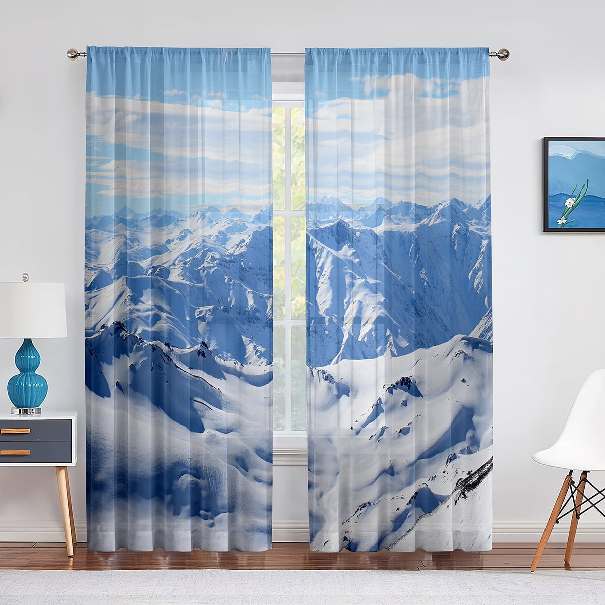 Surreal Cold Season Scenery High Snow Mountain Peaks Sheer Voile ...