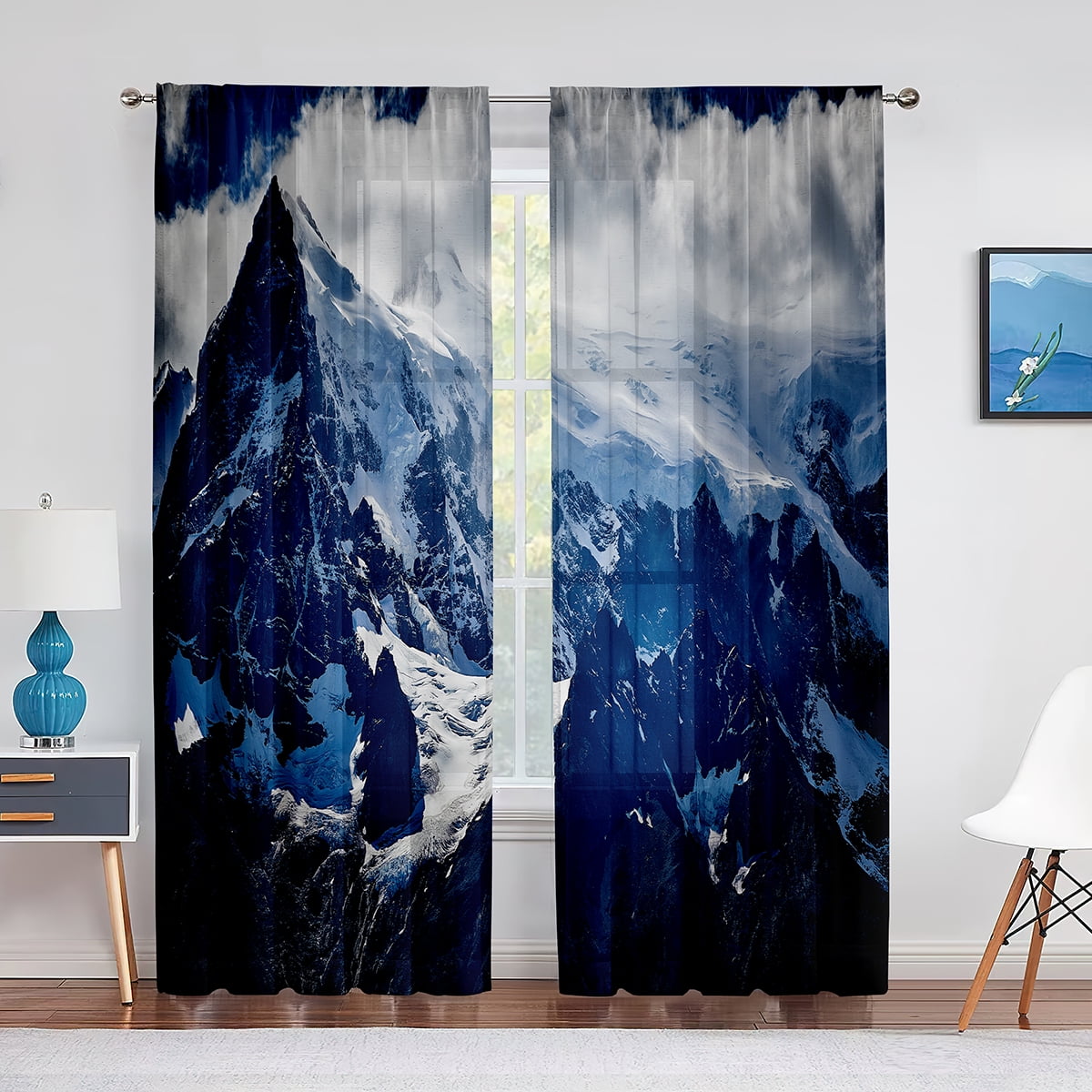 Surreal Cold Season Scenery High Snow Mountain Peaks Sheer Voile ...