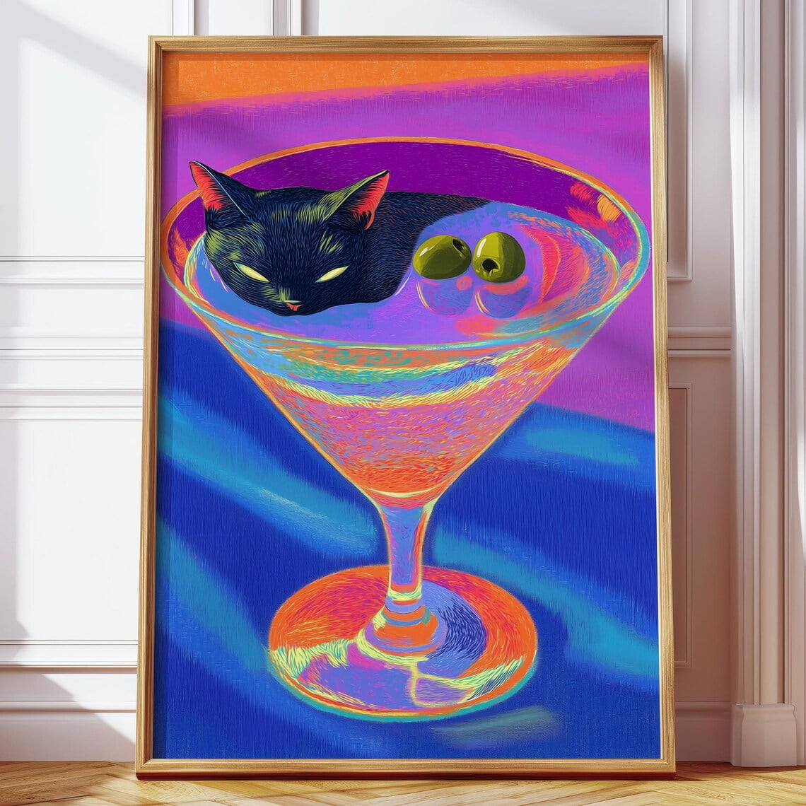 Surreal Colorful Cat In Martini Glass Art - Cute & Girly Abstract ...