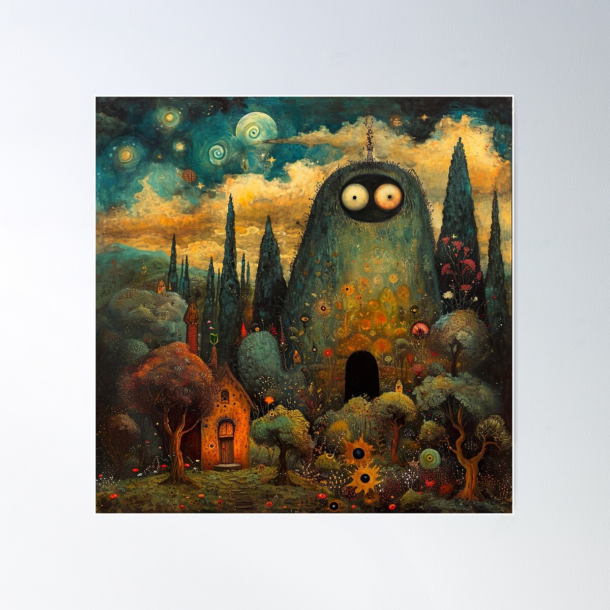 Surreal Cute Monster Poster Wall Art, Modern Wall Decor For Living Room ...