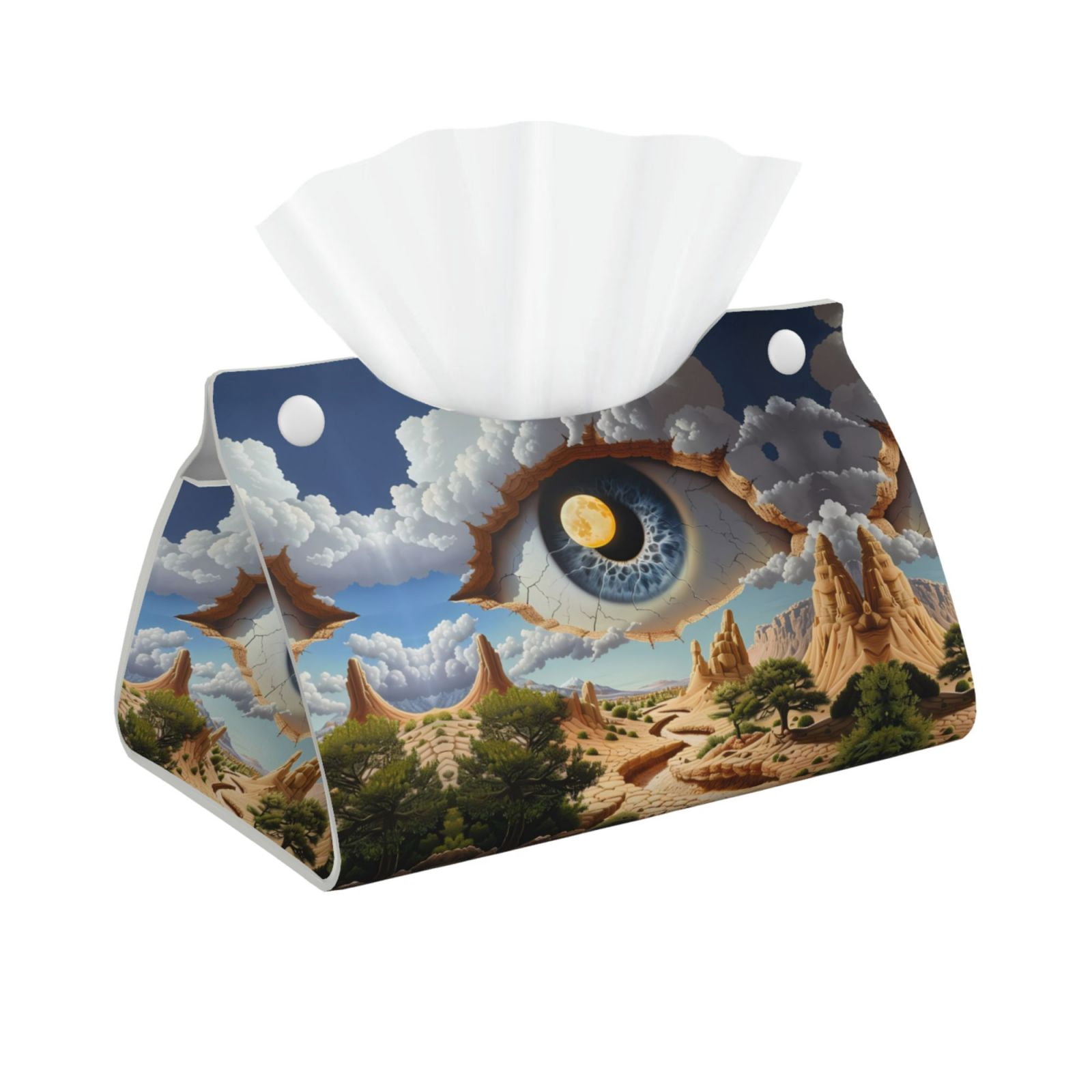 Surreal Desert Eye Landscape Leather Tissue Box Cover - Long PVC Tissue ...