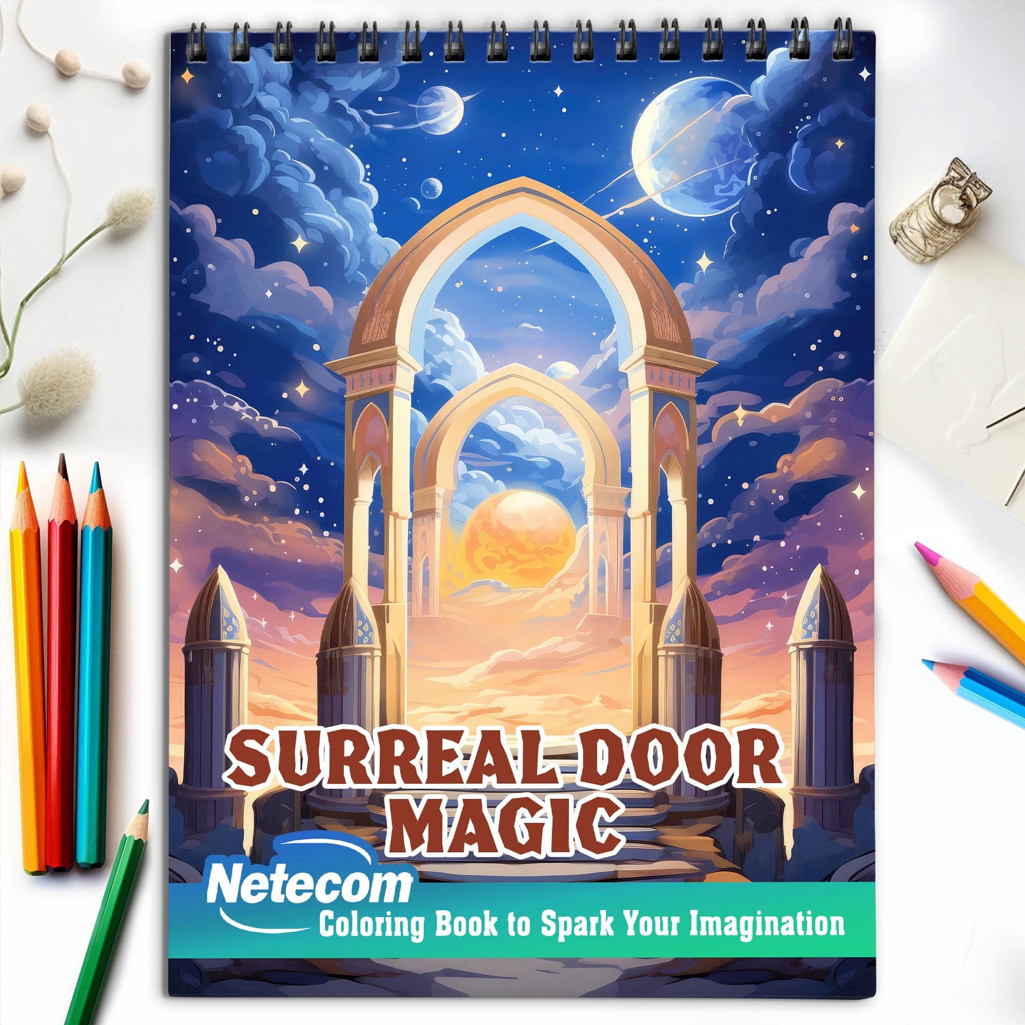 Surreal Door Magic Spiral Bound Coloring Book, Enter the Realm of 30 ...