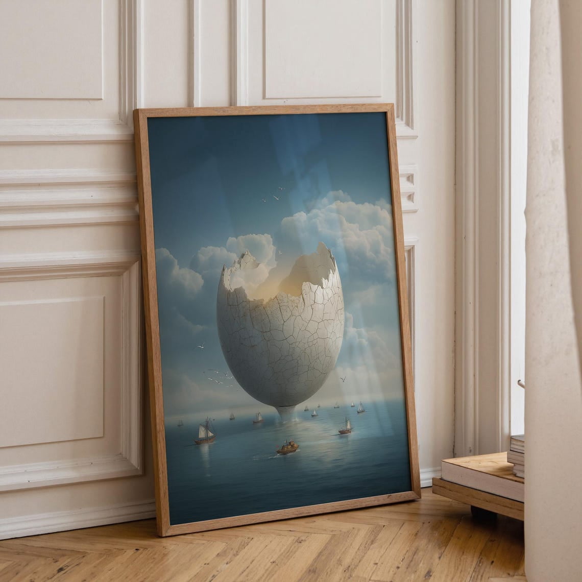 Surreal Eggshell Ocean Dreamscape Sea Whimsical Coastal Artwork ...