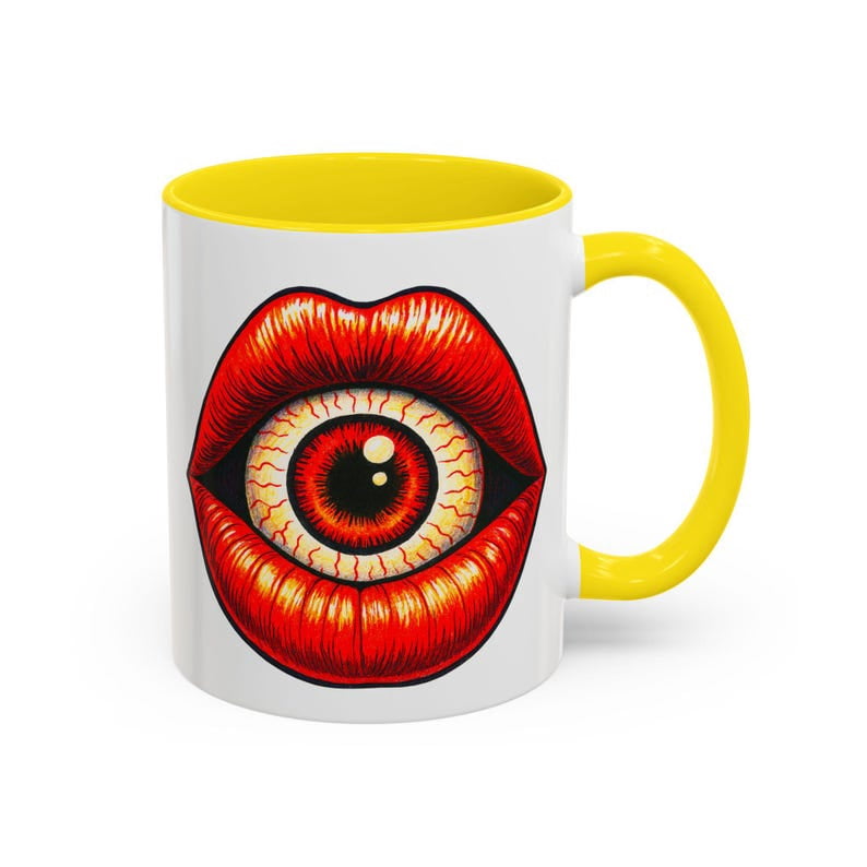 Surreal Eyeball Lips Mug Creepy Cute AllSeeing Eye Mouth Aroffee Cup ...