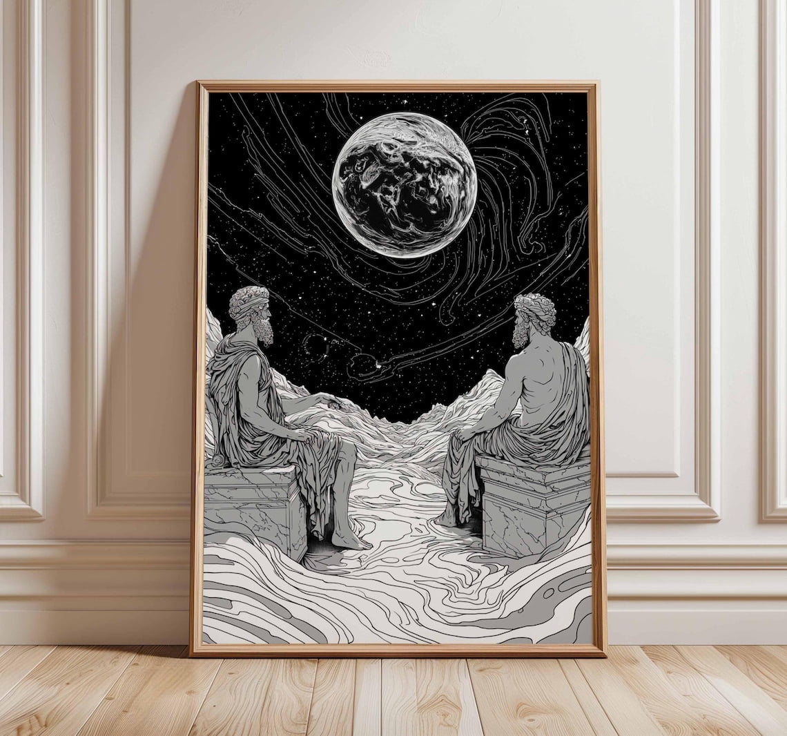 Surreal Greek Statue Poster, Retro Futurist Wall Art, Classical Decor ...