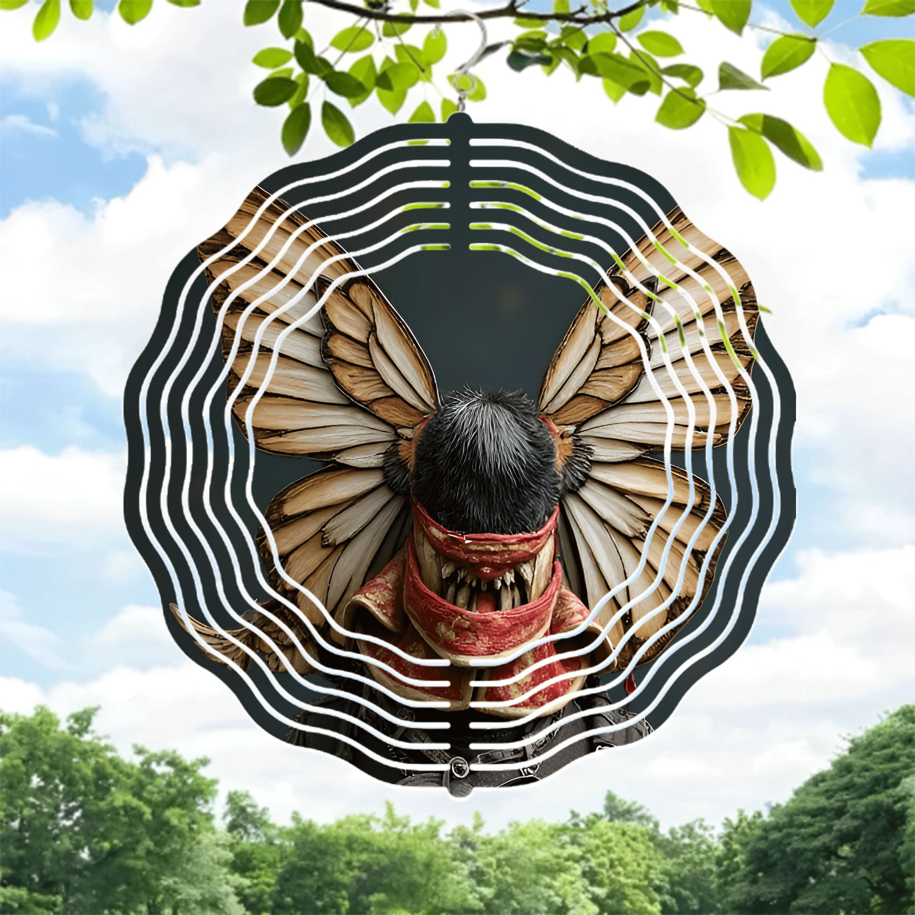 Surreal Metal Hanging Wind Spinners & Chimes - Intricate Wing Design ...