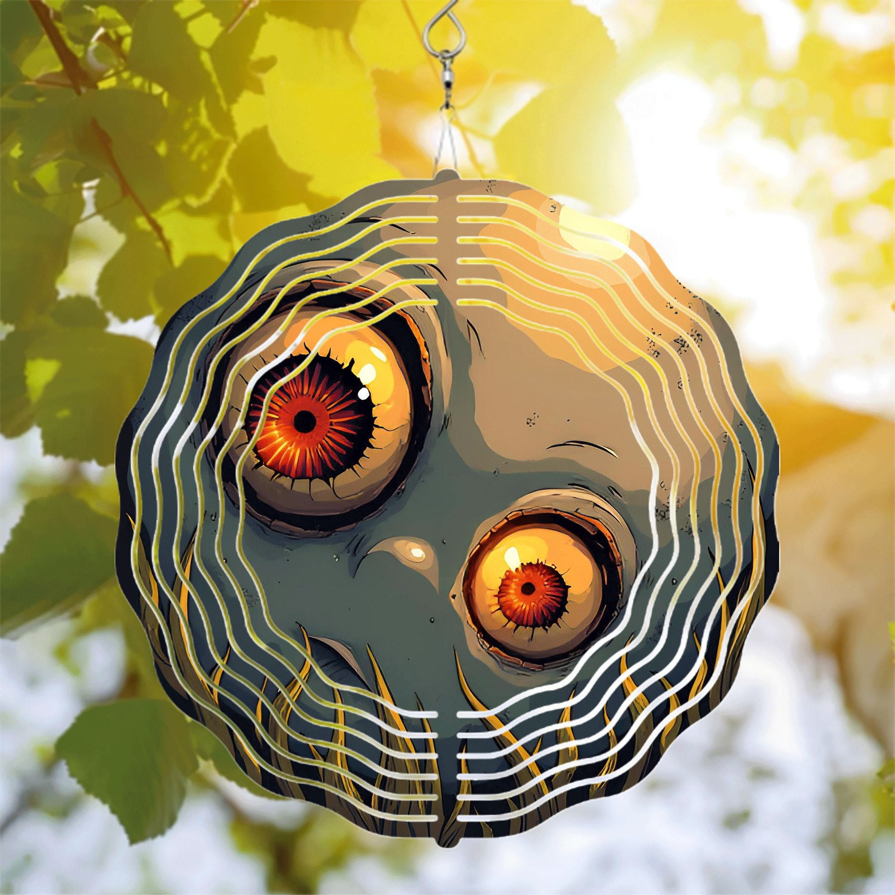 Surreal Metal Hanging Wind Spinners with Concentric White Lines ...