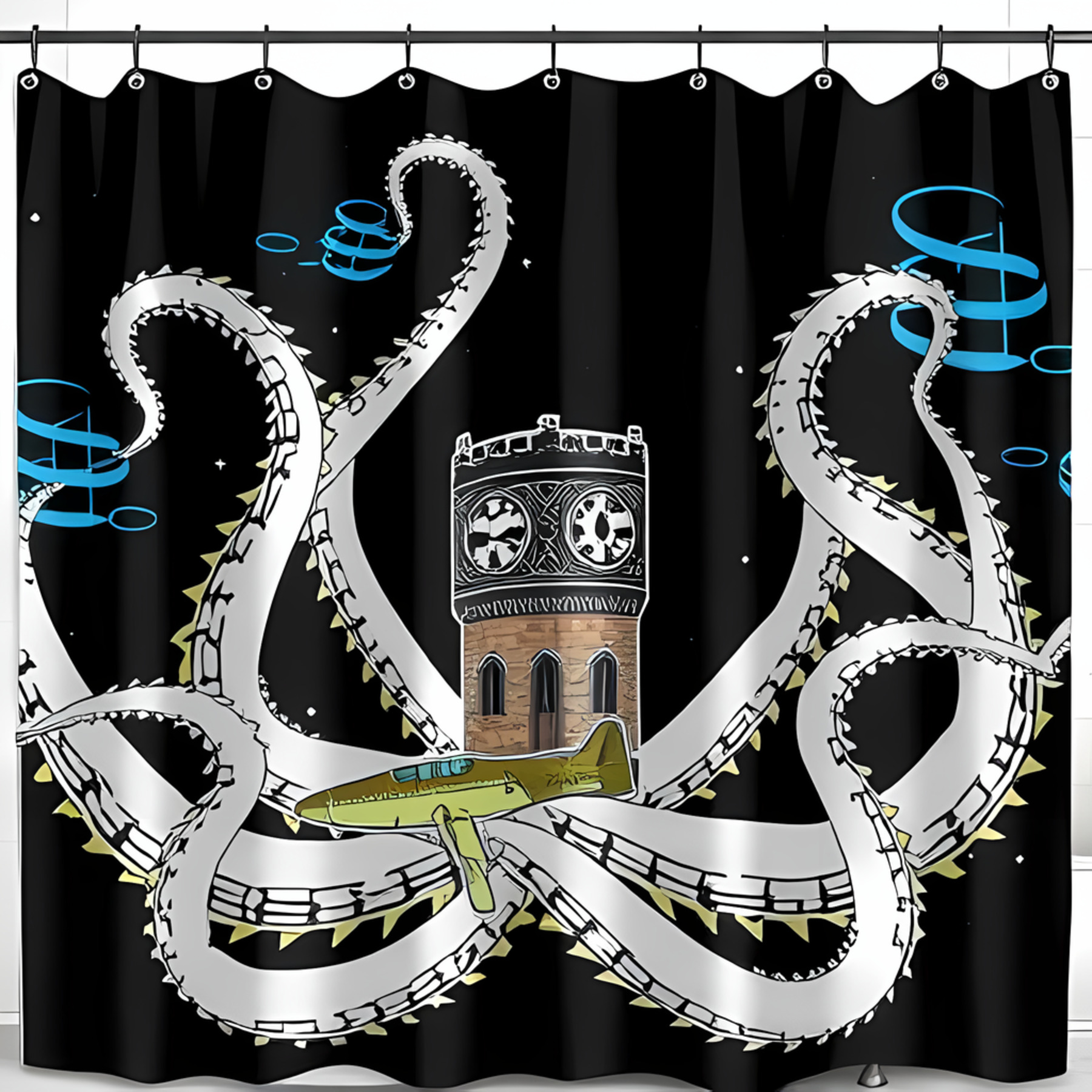 Surreal Octopus Shower Curtain - Intricate Tentacle Design with Scale ...