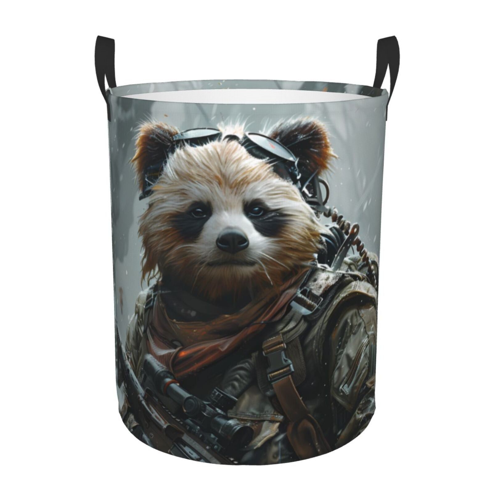 Surreal Panda Warrior Laundry Basket with Handles - Freestanding ...