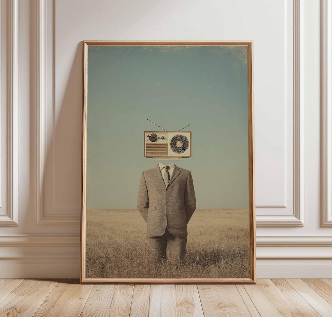 Surreal Radio Head Retro Surrealist Art Vintage Weird Conceptual Decor ...